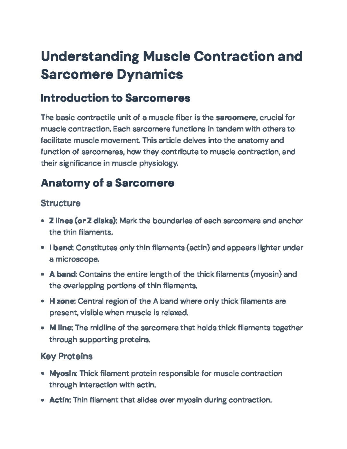 Physiology Notes: Muscle Contraction & Sarcomere Dynamics Explained ...
