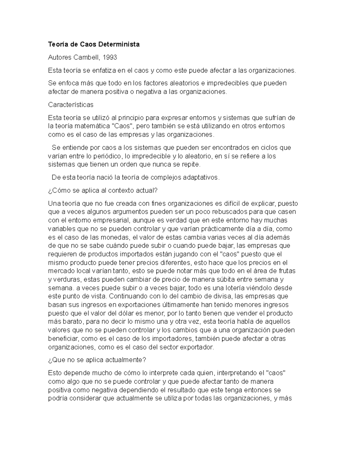 Teoría de Caos Determinista y Su Impacto en Organizaciones Modernas ...