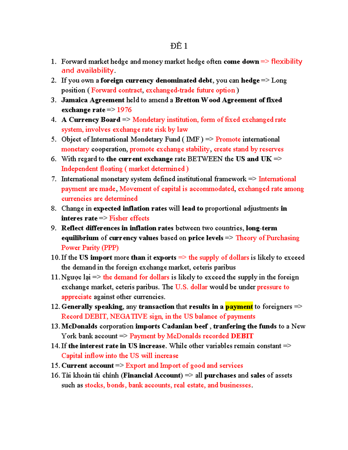 IBF 301 - International Finance Exam Notes and Key Concepts - Studocu