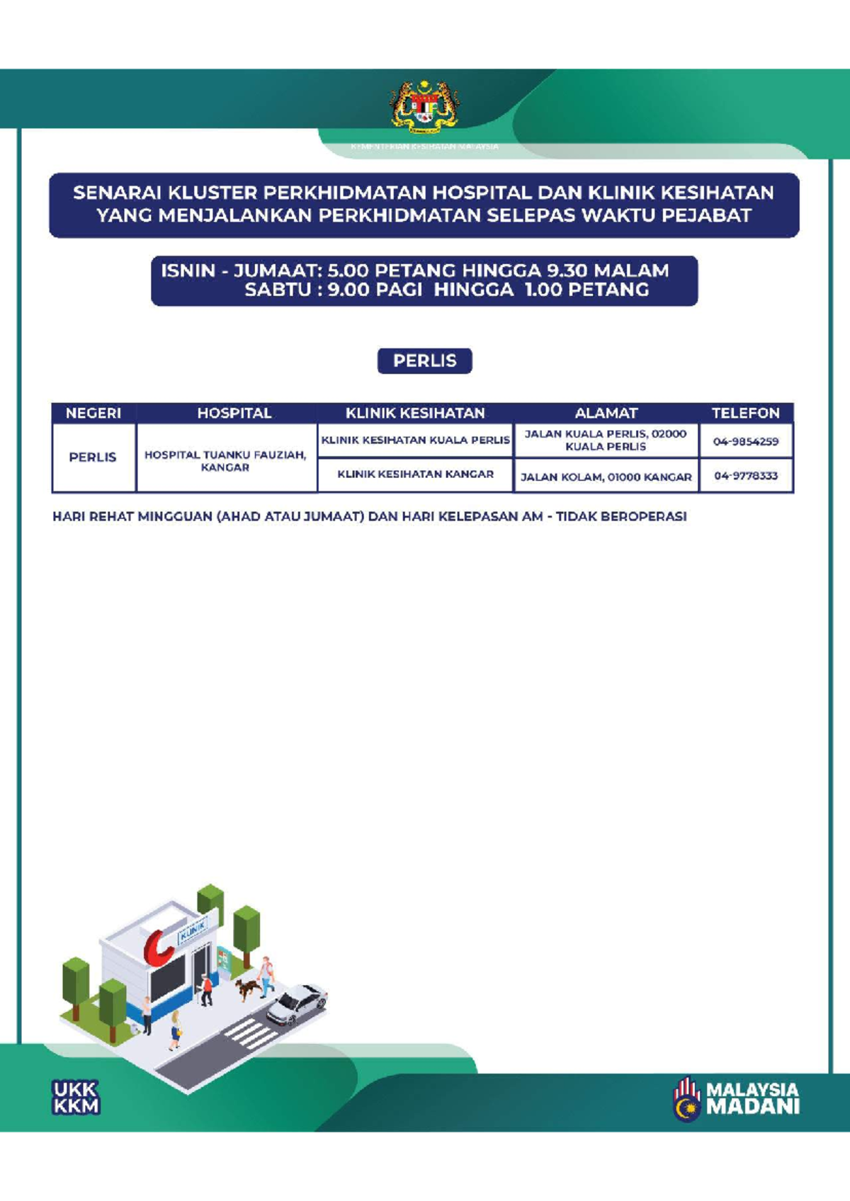 Senarai Klinik dan Hospital KKM Beroperasi Selepas Waktu Pejabat - Studocu