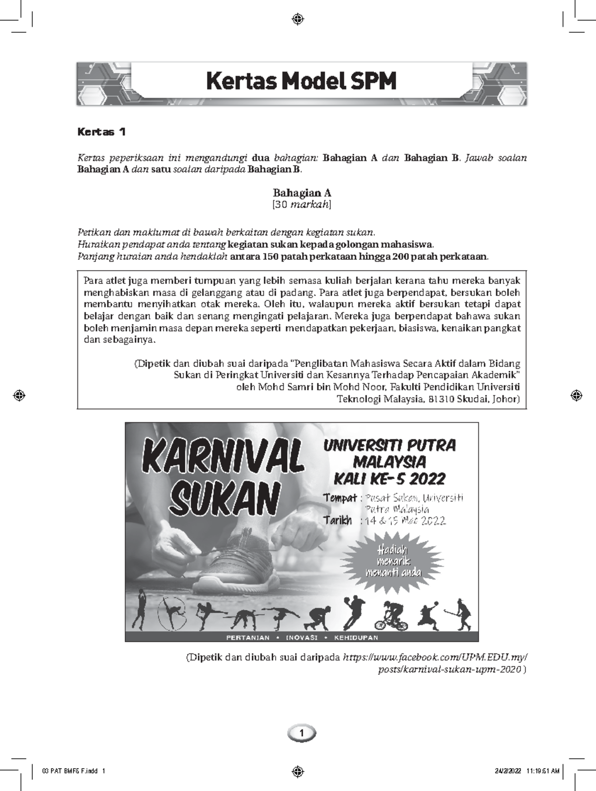 Kertas Model SPM PT SPM Bahasa Melayu Tingkatan 5 - 1 Kertas peperiksaan ini mengandungi dua ...