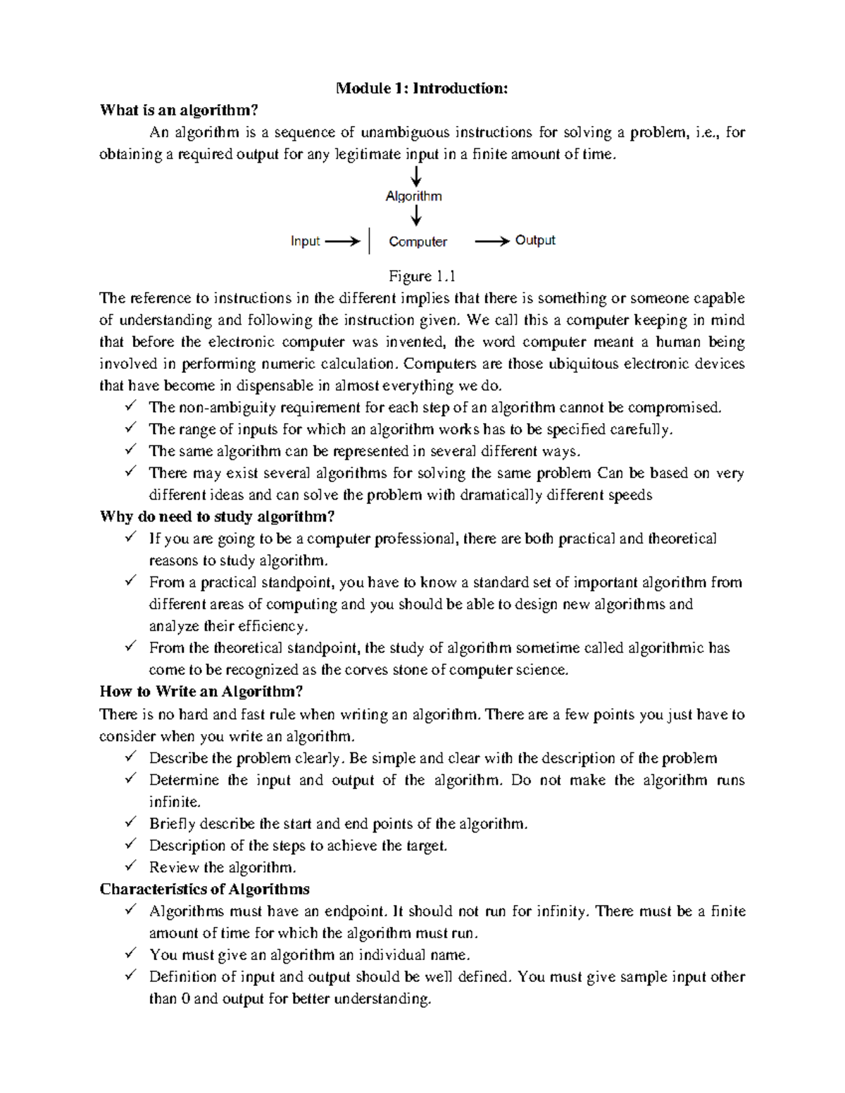 Ada Bcs401 Ada Notes Module 1 Module 1 Introduction What Is An Algorithm An Algorithm