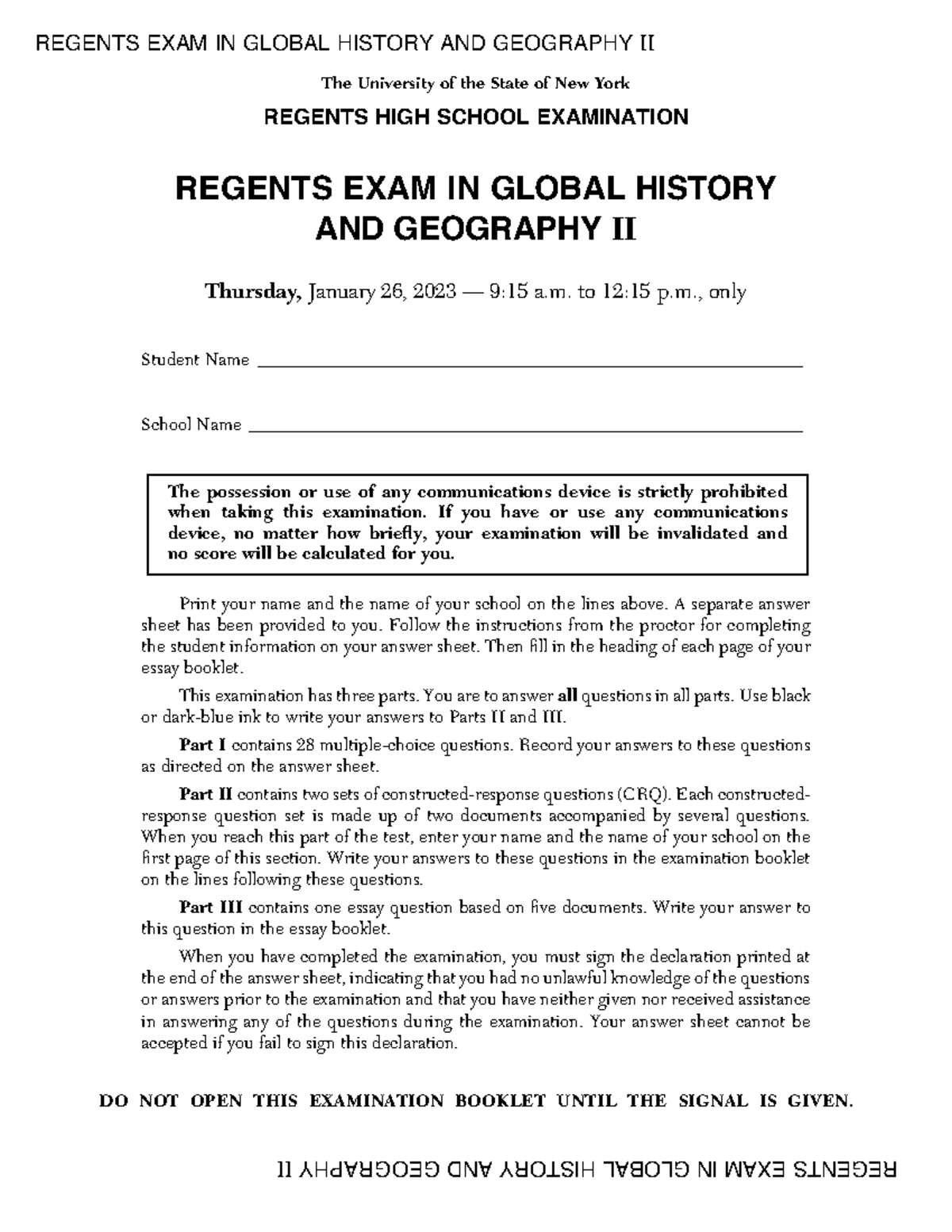 Global Hist. Geo. II Jan. 2023 Regents Exam: Comprehensive Overview ...