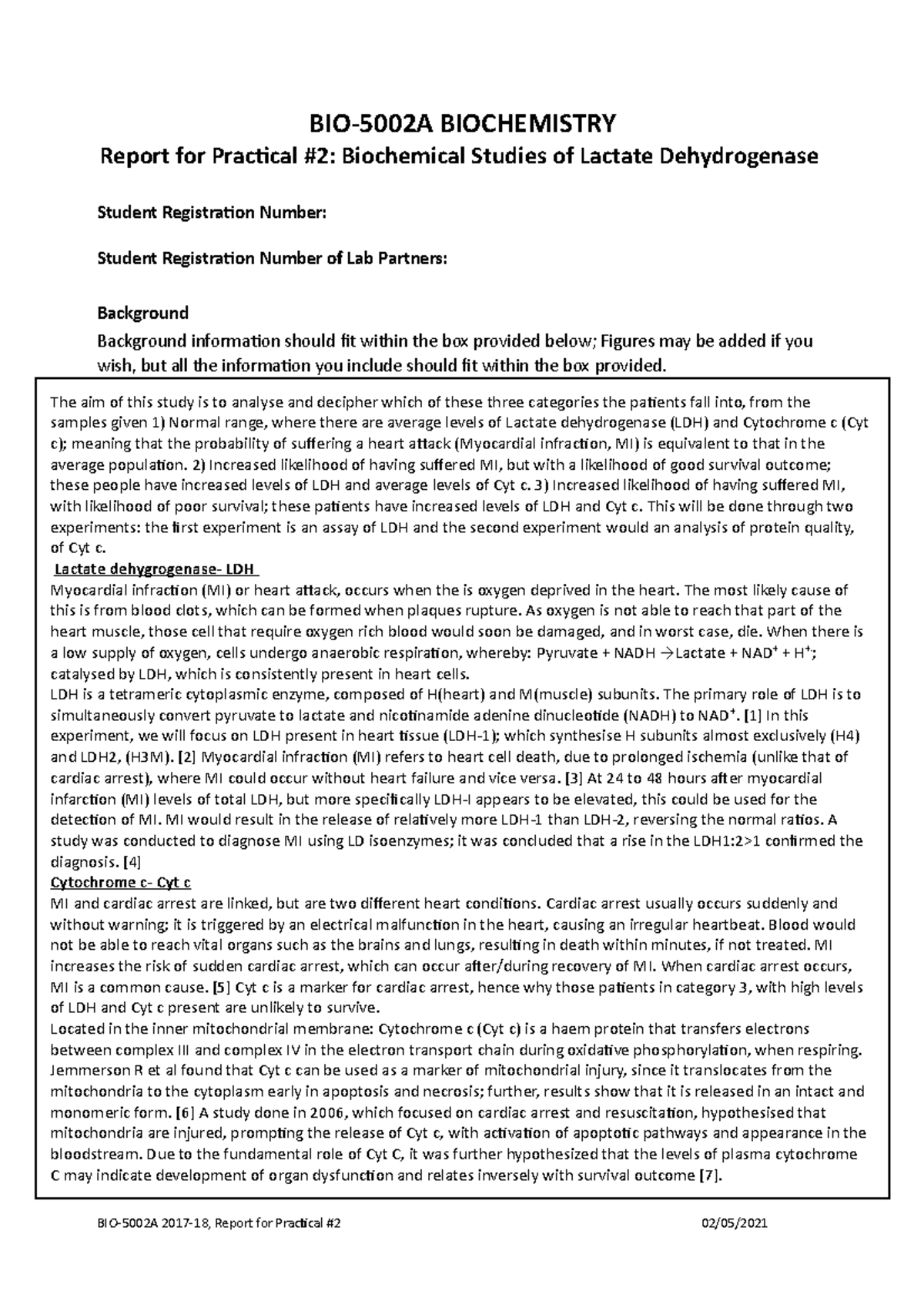 BIO-5002A lab report - BIO-5002A BIOCHEMISTRY Report for Practical #2 ...