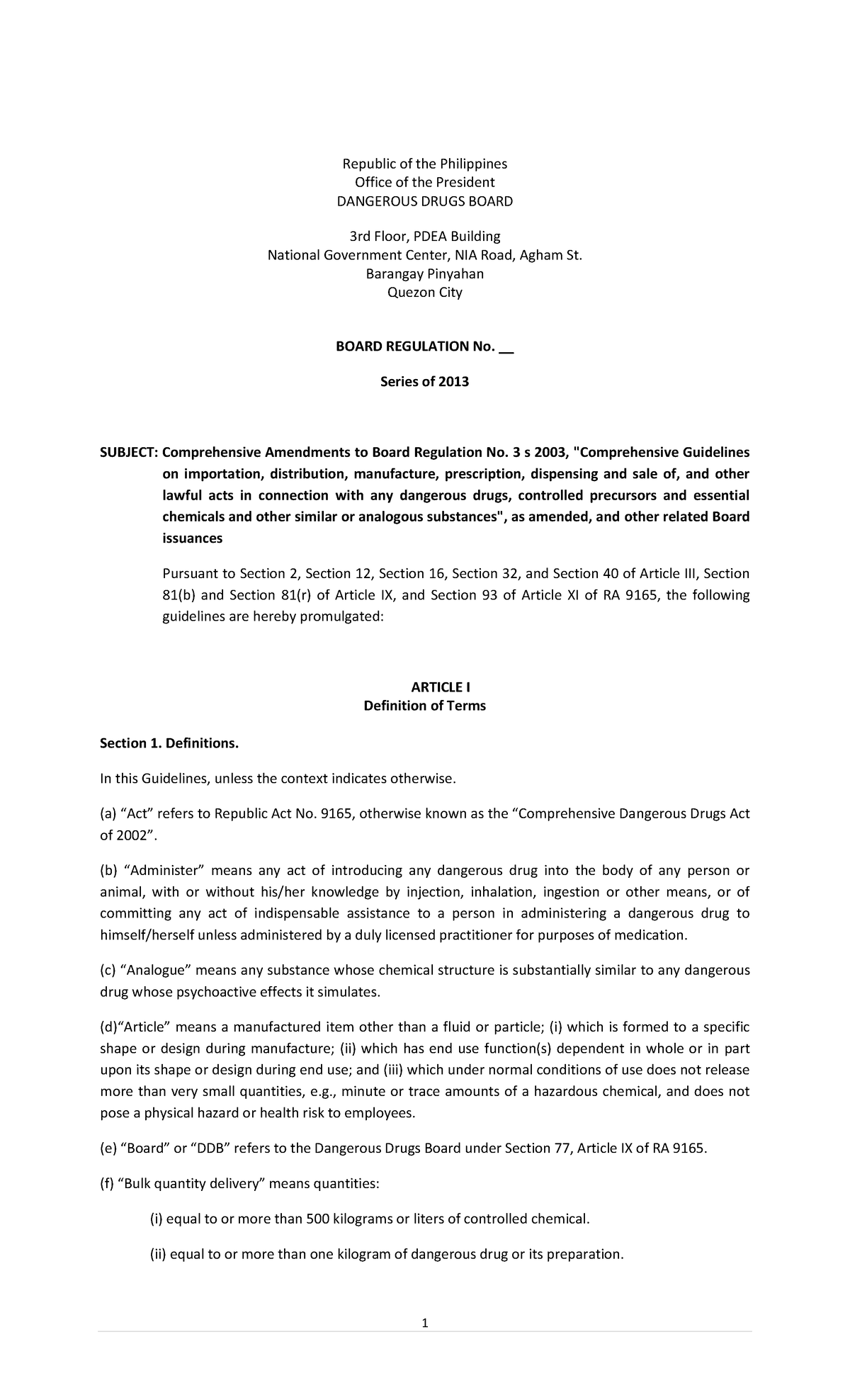 Regulated Drugs Board Guidelines (Board Reg. No. __ s 2013) - Studocu