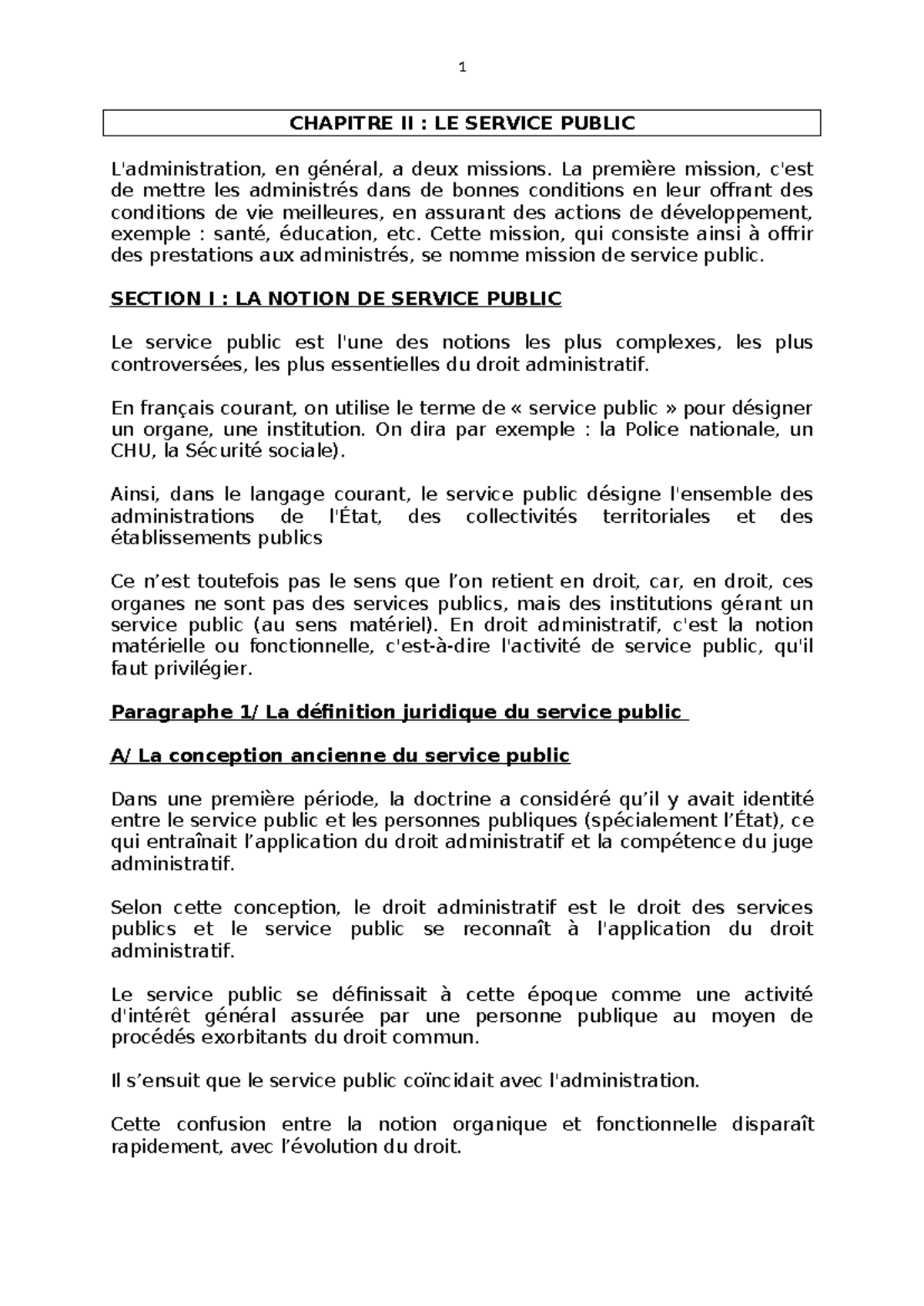 3. LE SERVICE PUBLIC : Évolution et Définition en Droit Administratif ...