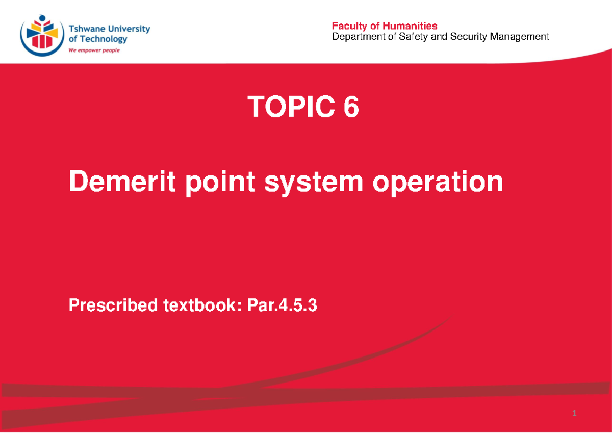 Demerit Point System Operation Overview - Safety & Security Mgmt - Studocu