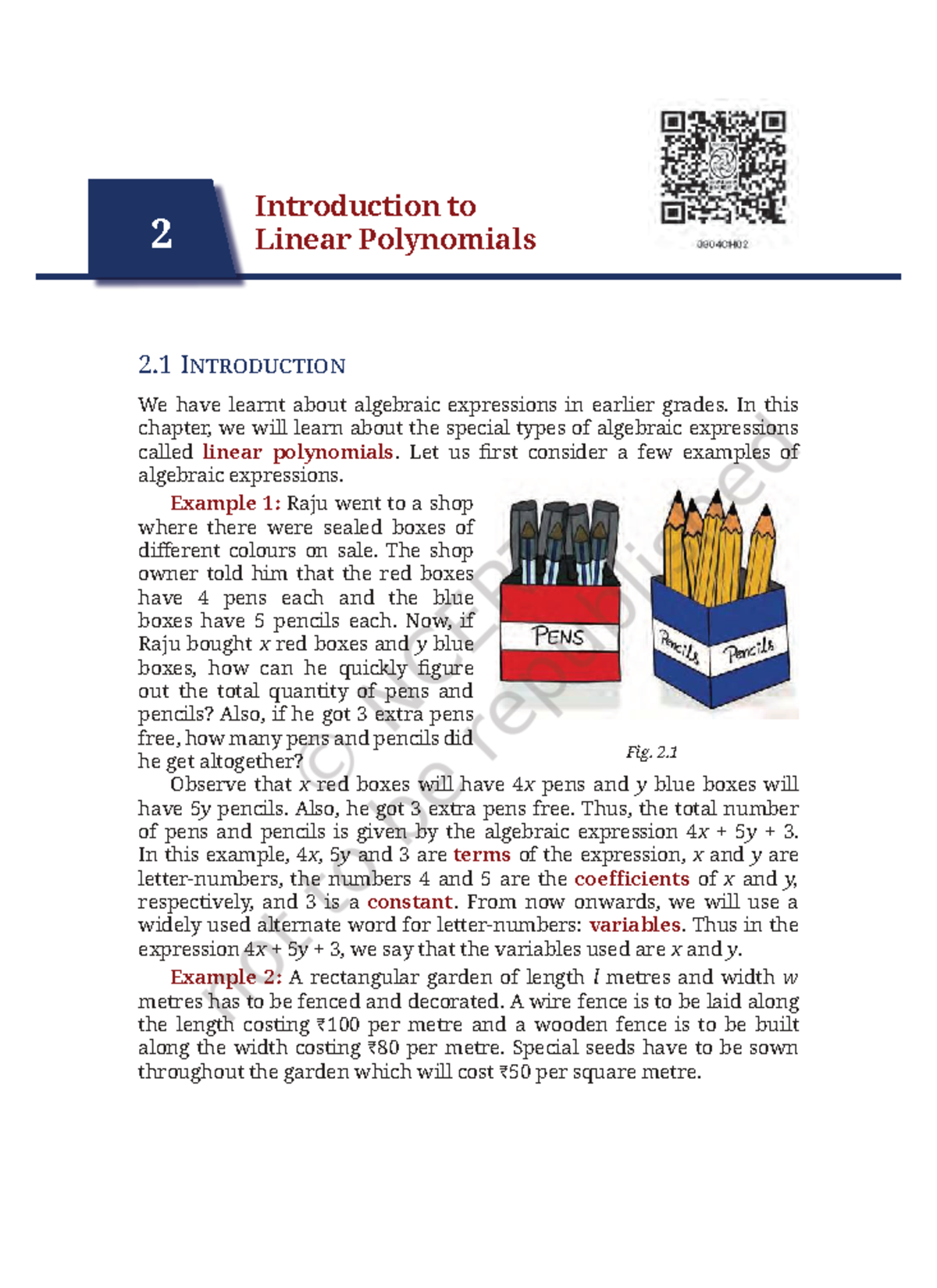 Iemh102 - Chapter 2: Introduction to Linear Polynomials in Ganita ...