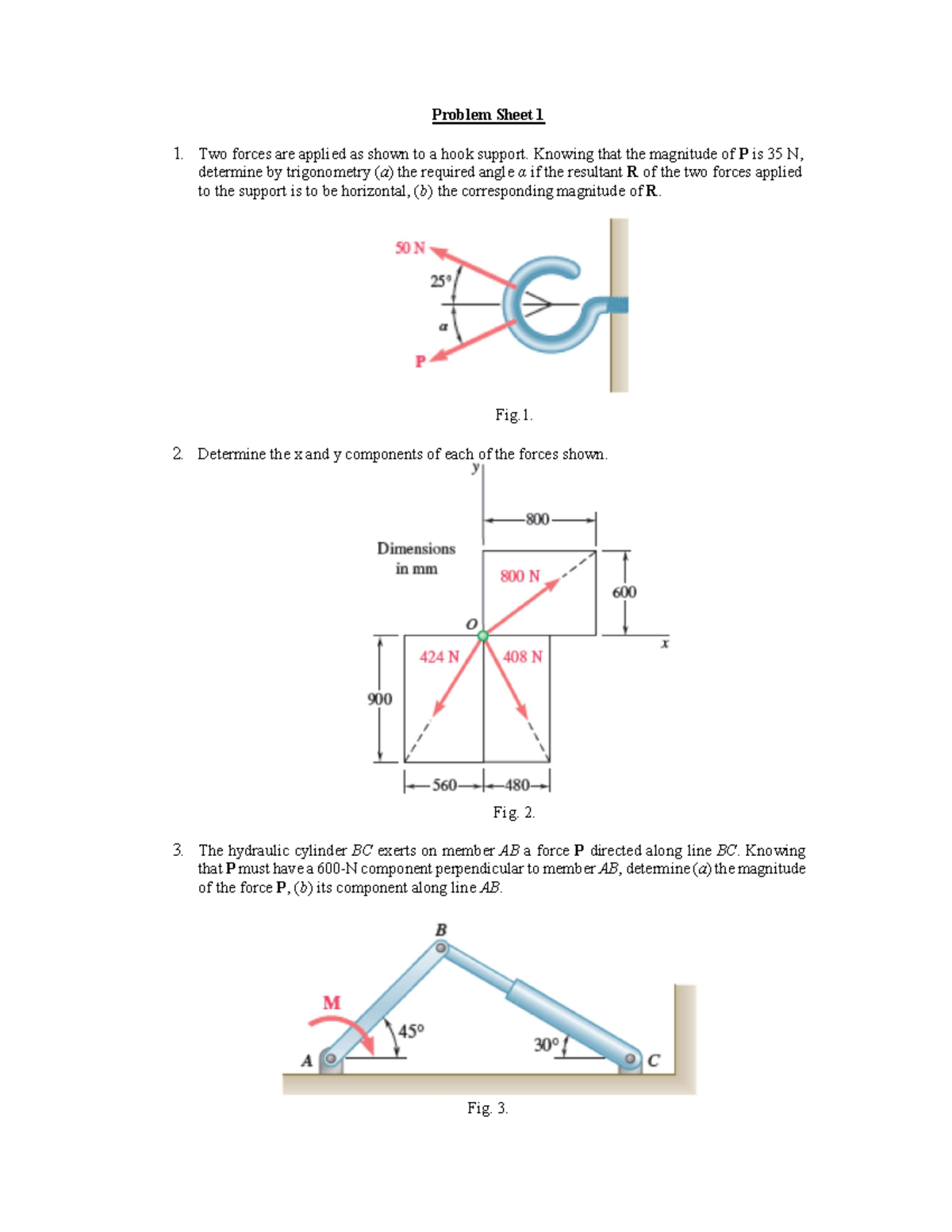 3 Vectors & Moments: Problem Sheet for Mechanics Course MTH101 - Studocu