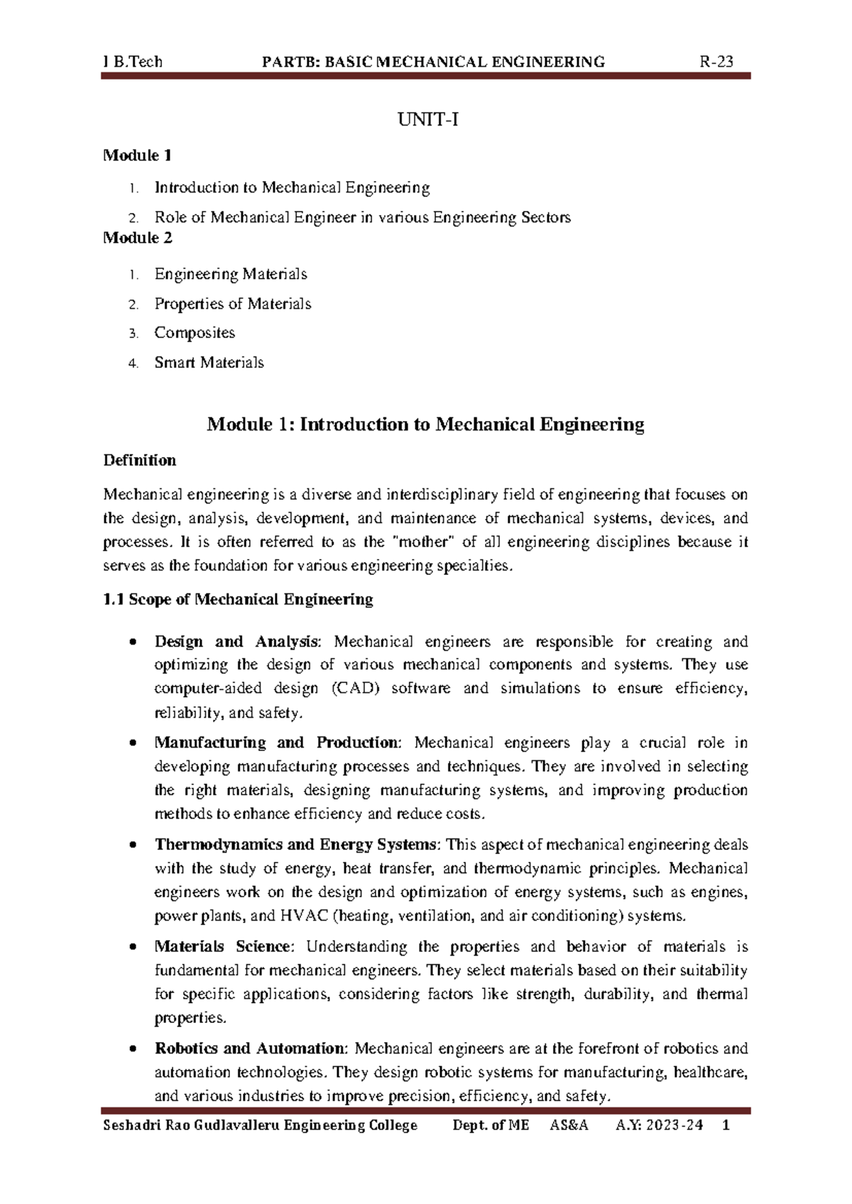 BCME-ME UNIT-1: Core Concepts in Mechanical Engineering - Studocu