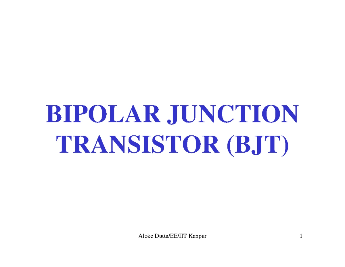 Amplifier - BJT ALoke dutta notes - Aloke Dutta/EE/IIT Kanpur ...