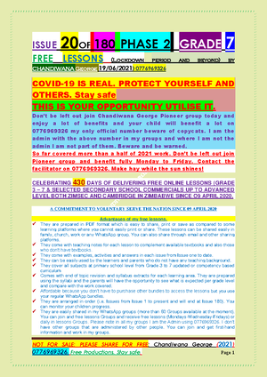 ZJC Combined Science Form 2: Focus on Key Concepts and Topics - Studocu