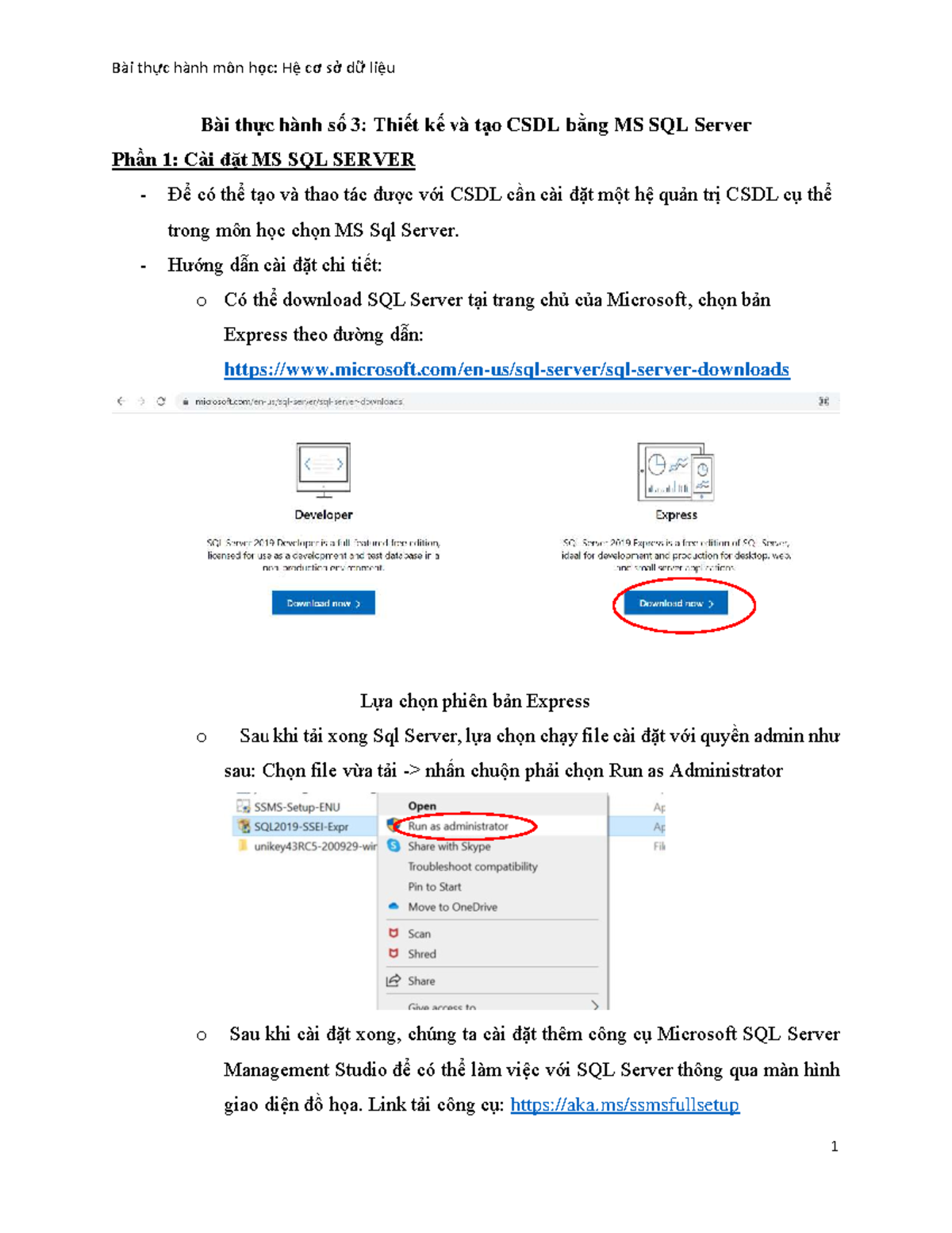 Bài thực hành số 3: Thiết kế CSDL bằng MS SQL Server - Hệ CSDL - Studocu