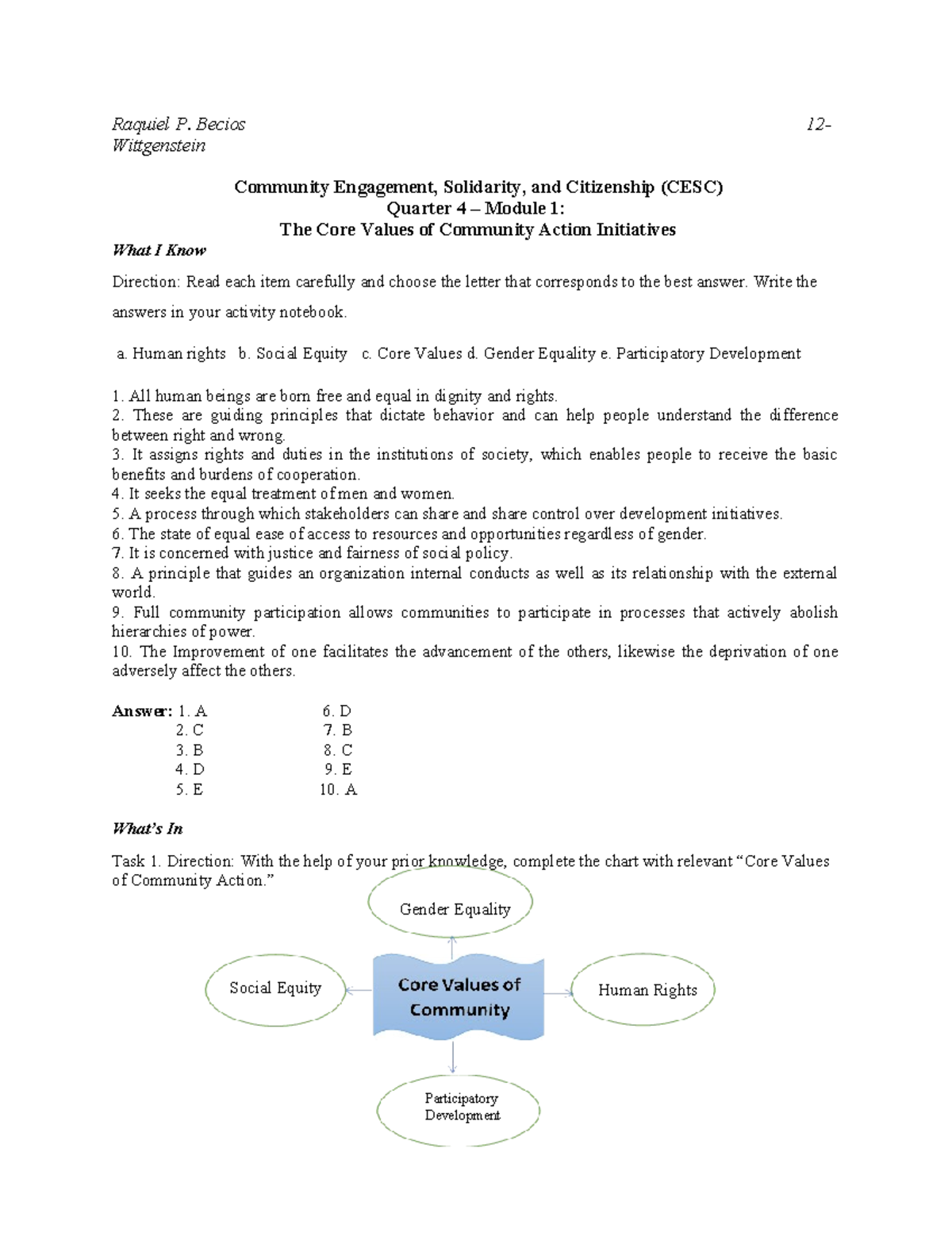 Cesc module 1 answer - Raquiel P. Becios 12- Wittgenstein Community ...