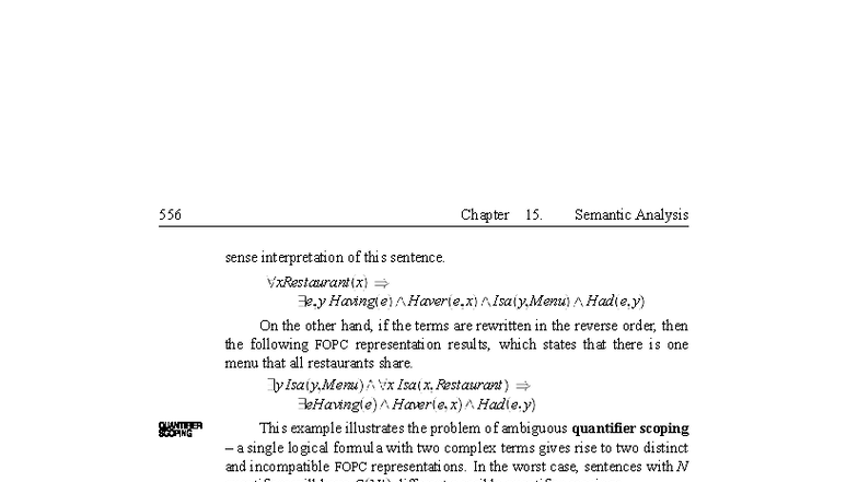 556 Chapter 15. Semantic Analysis: Understanding Quantifier Scoping and Sentence - Studocu