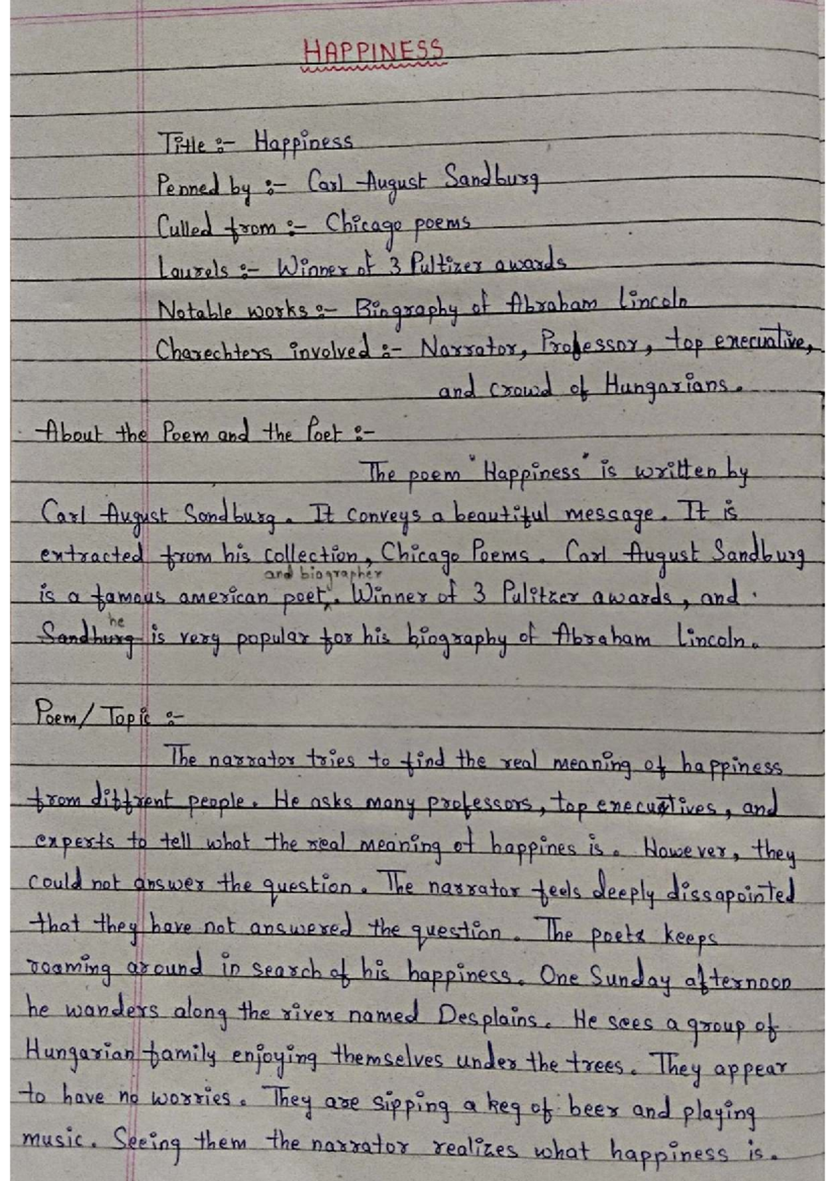 HAPPINESS & THE BEGGAR: Summaries of Key Poems - Studocu