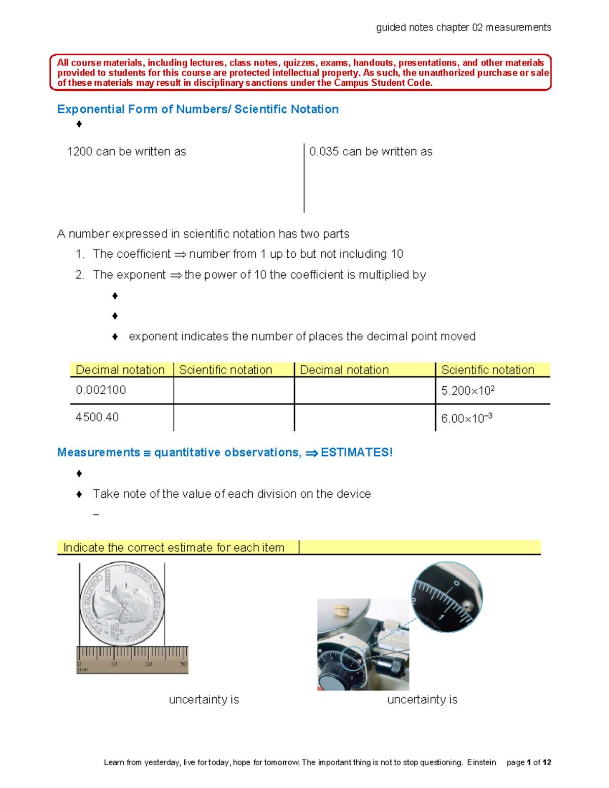 Guided Notes: CH 02 Measurements & Significant Figures in Chemistry ...