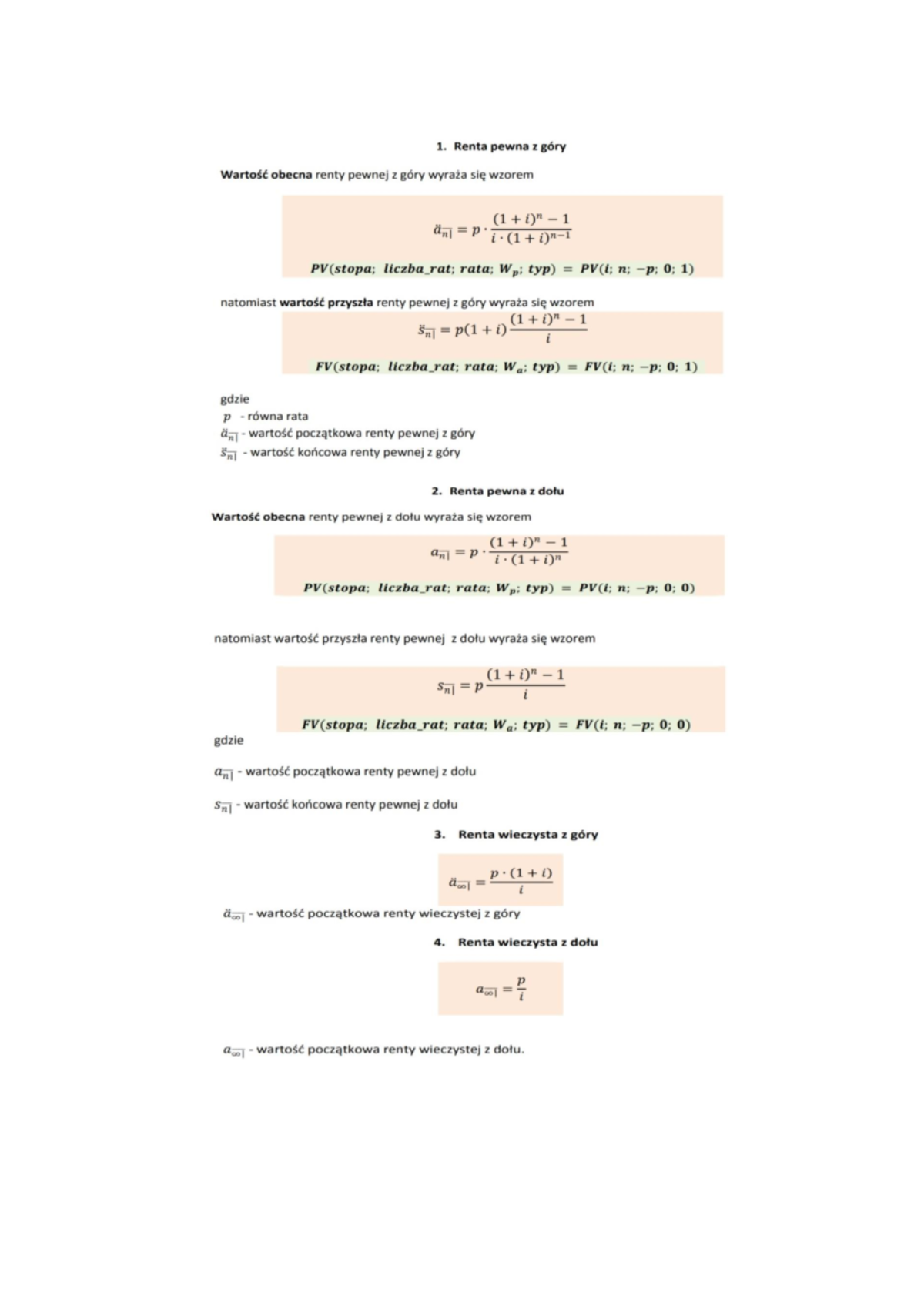 Renty - wzory - Matematyka - Studocu