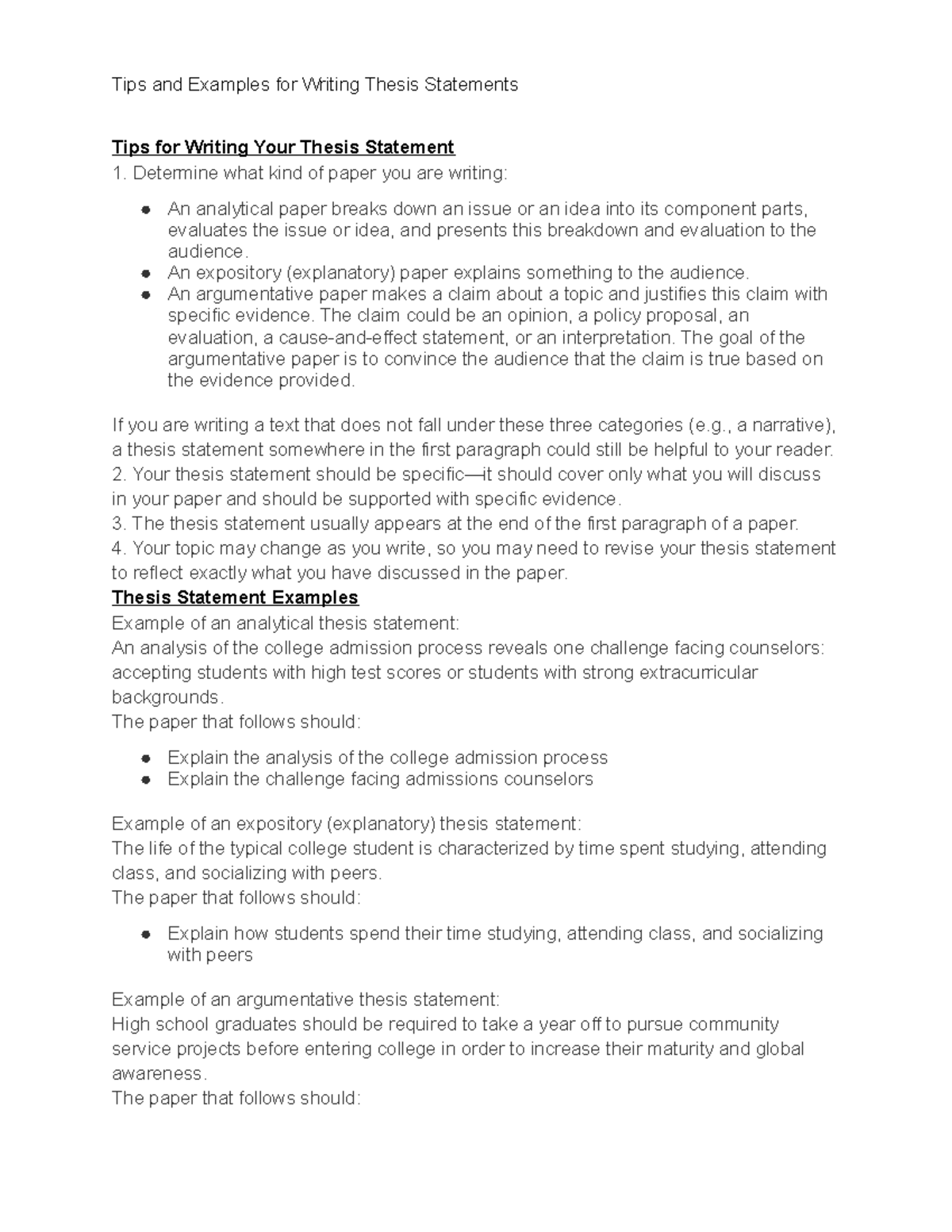 Thesis Statement Help - notes - Tips and Examples for Writing Thesis ...