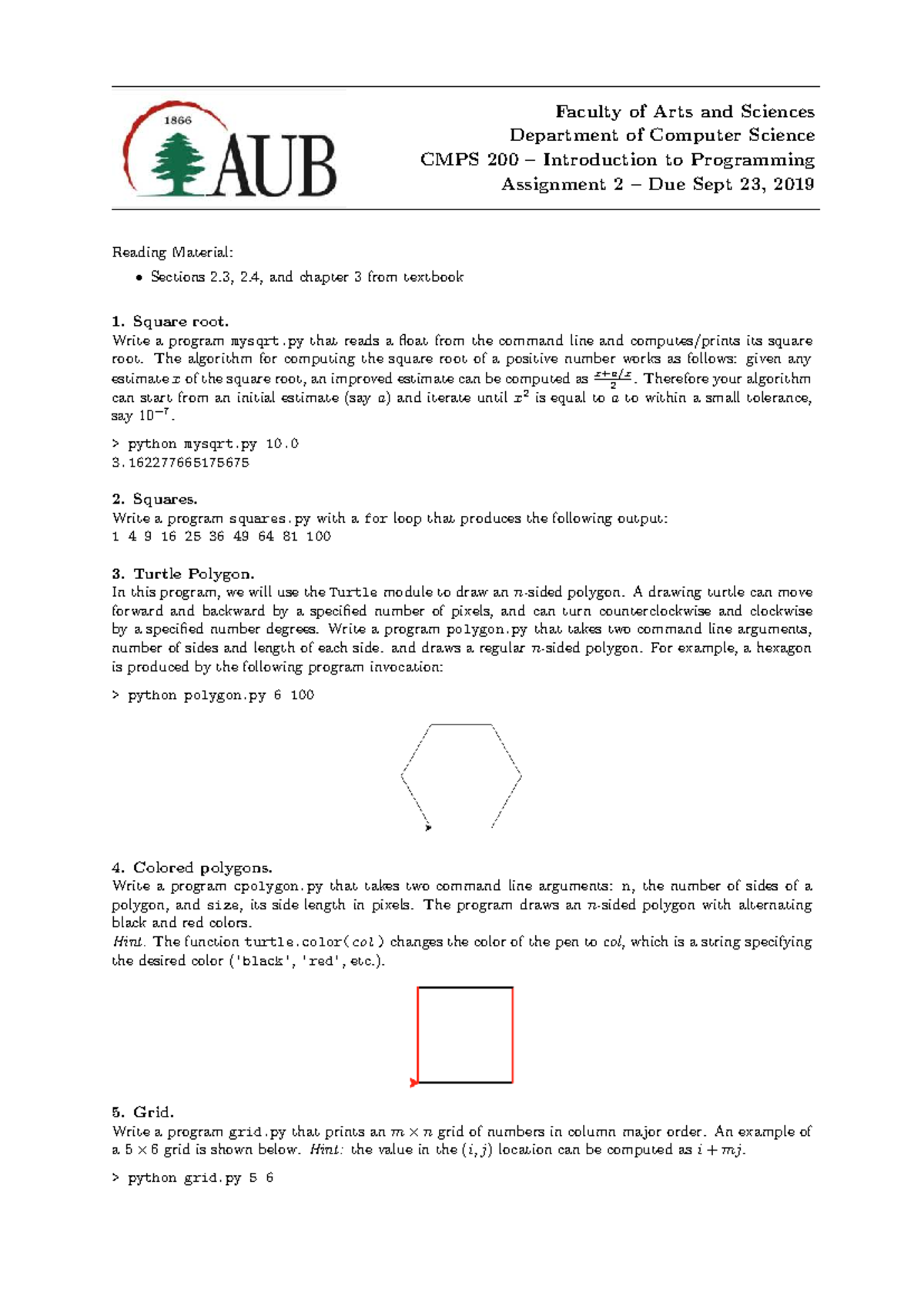 CMPS 200 Assignment 2: Python Programming Tasks and Solutions - Studocu