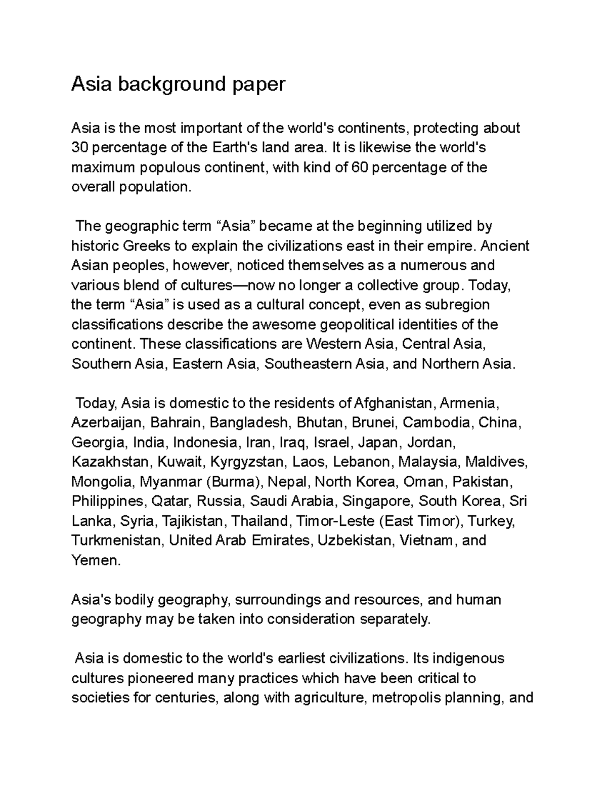 Asia background paper - mnbvcbjkmn olkjhb - Asia background paper Asia ...
