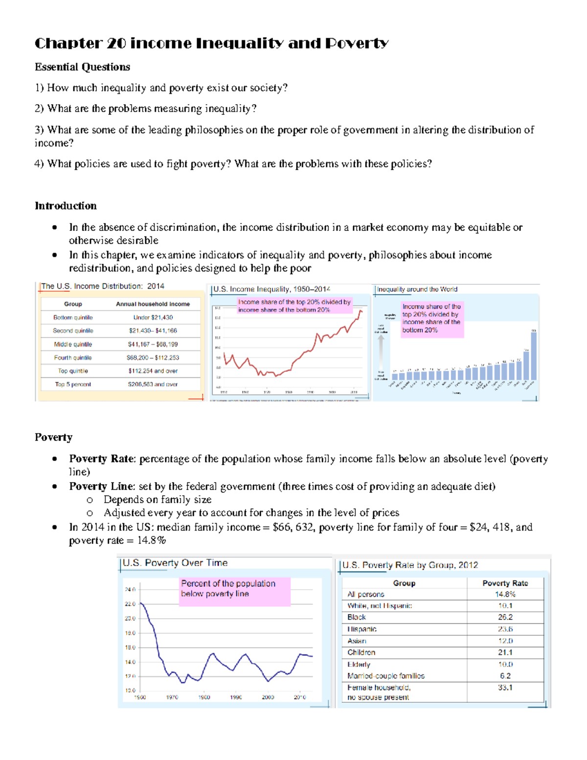 Chapter 20 Income Inequality and Poverty - Chapter 20 income Inequality ...