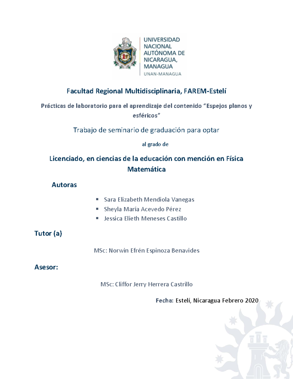 Prácticas de Laboratorio en Física: Espejos Planos y Esféricos - Tesis ...