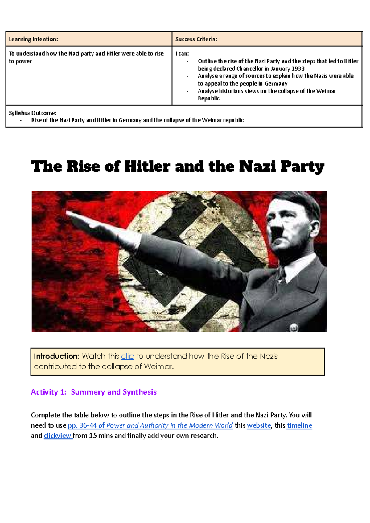 The Rise of Hitler and the Nazi Party: Analyzing Power and Propaganda ...