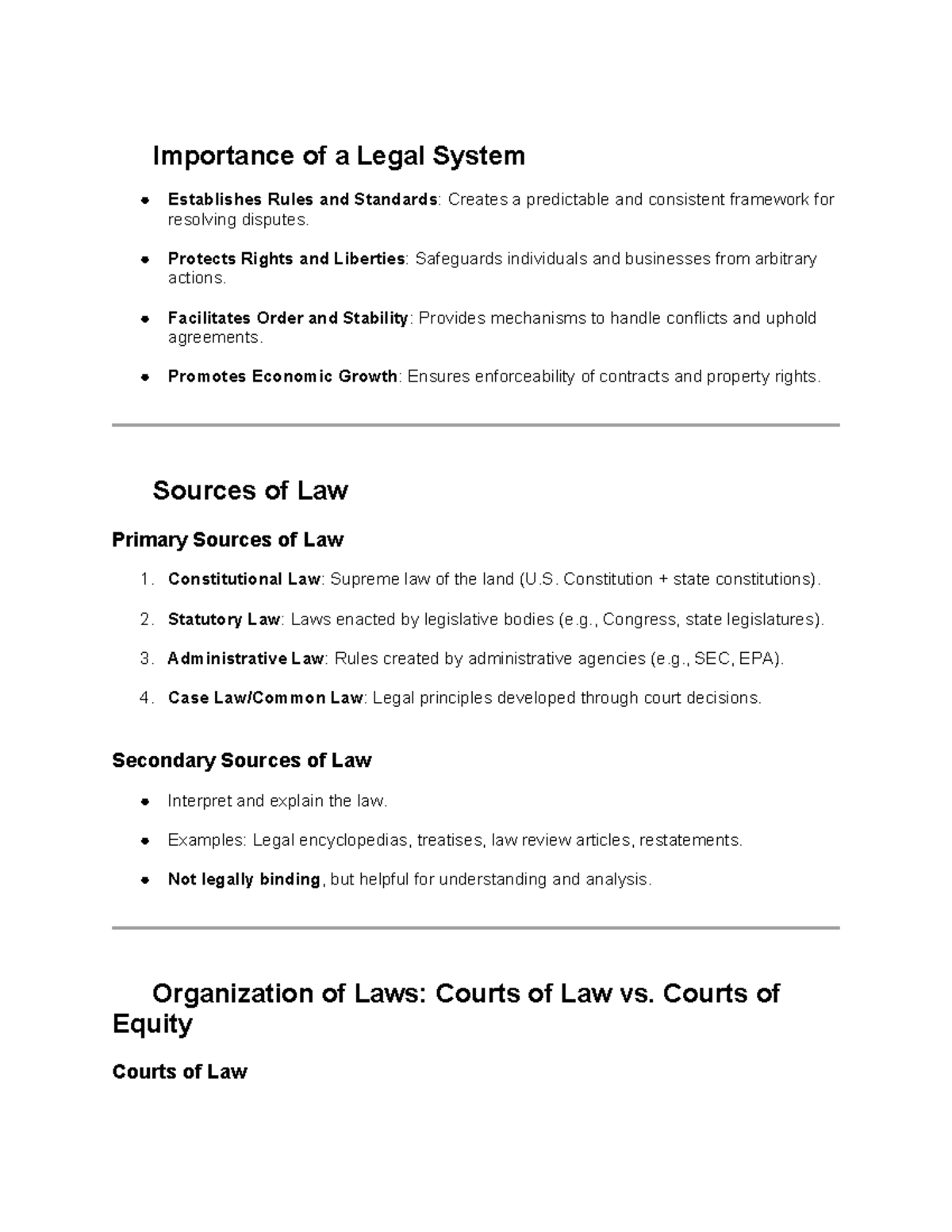 Legal System Overview: Structure, Sources, and Types of Law (LAW 101 ...