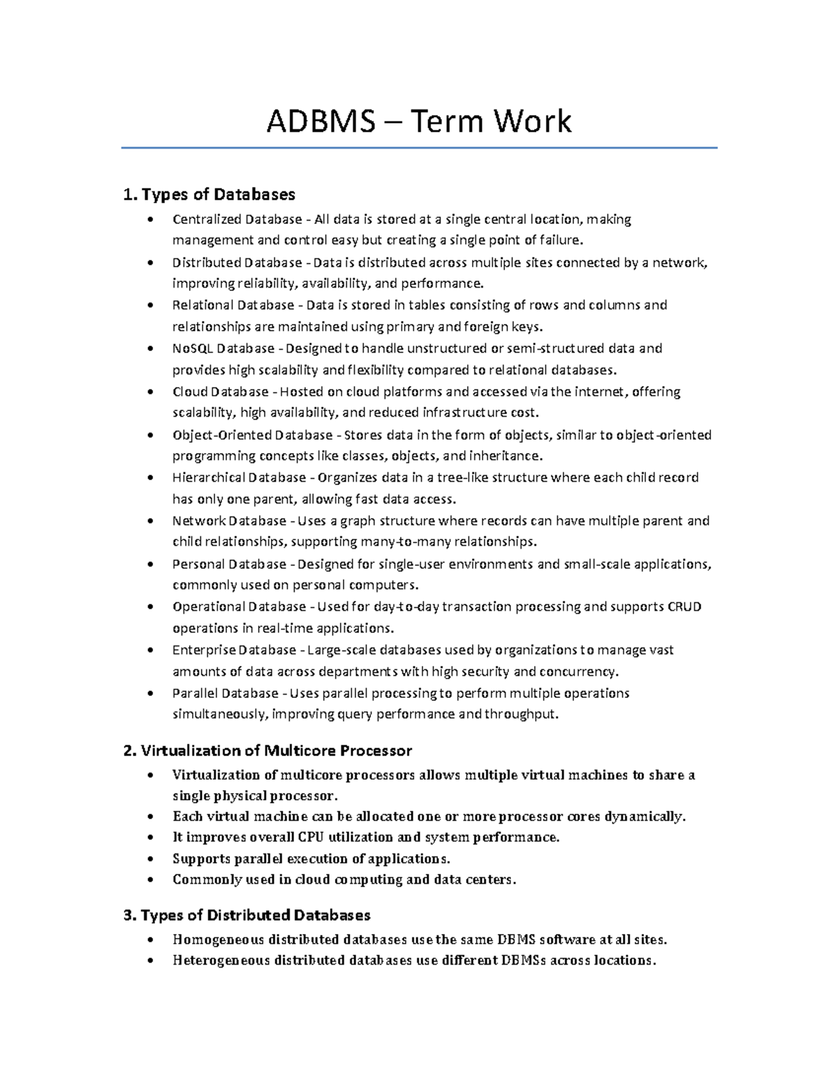 ADBMS Term Work - Types of Databases and Virtualization - Studocu