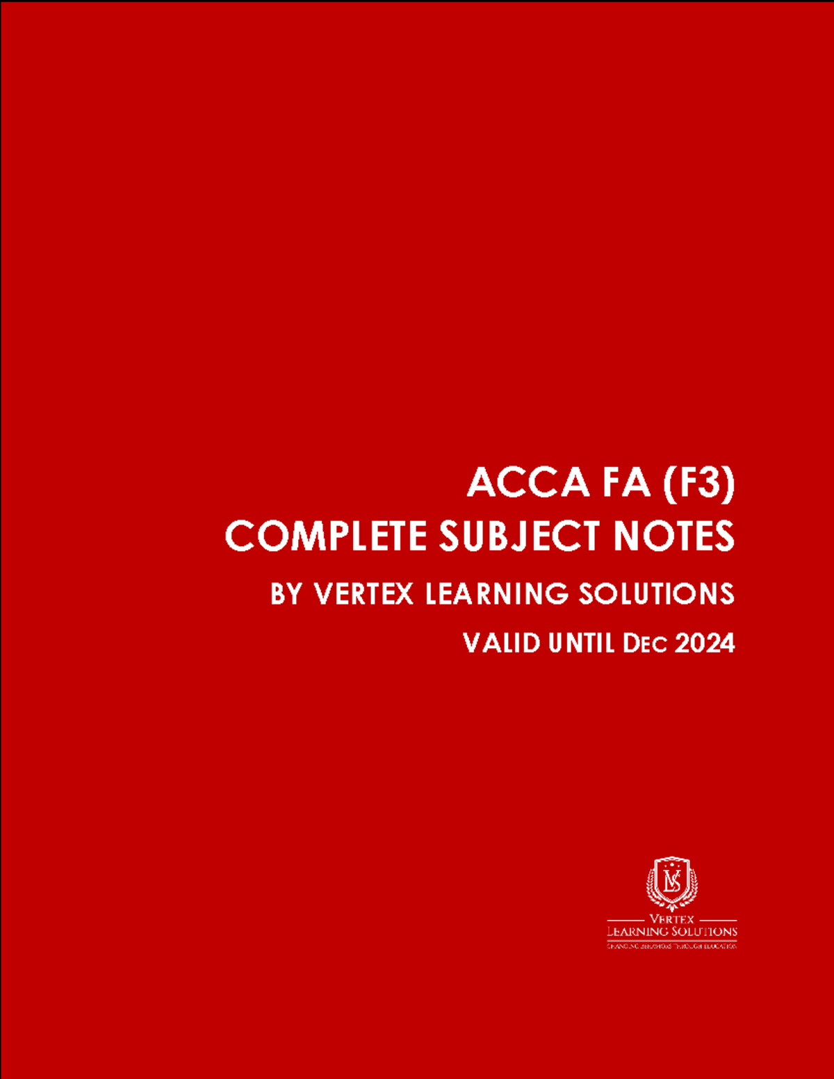 ACCA FA (F3) Complete Subject Notes Valid Until Dec 2024 - Studocu