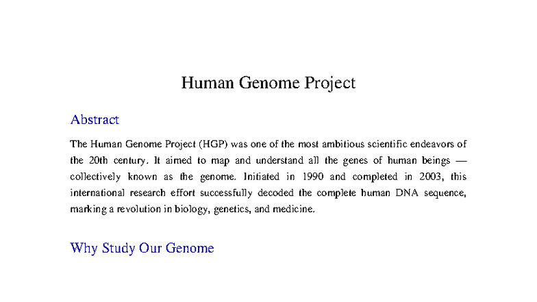 Human Genome Project (HGP) Investigatory Report - Studocu