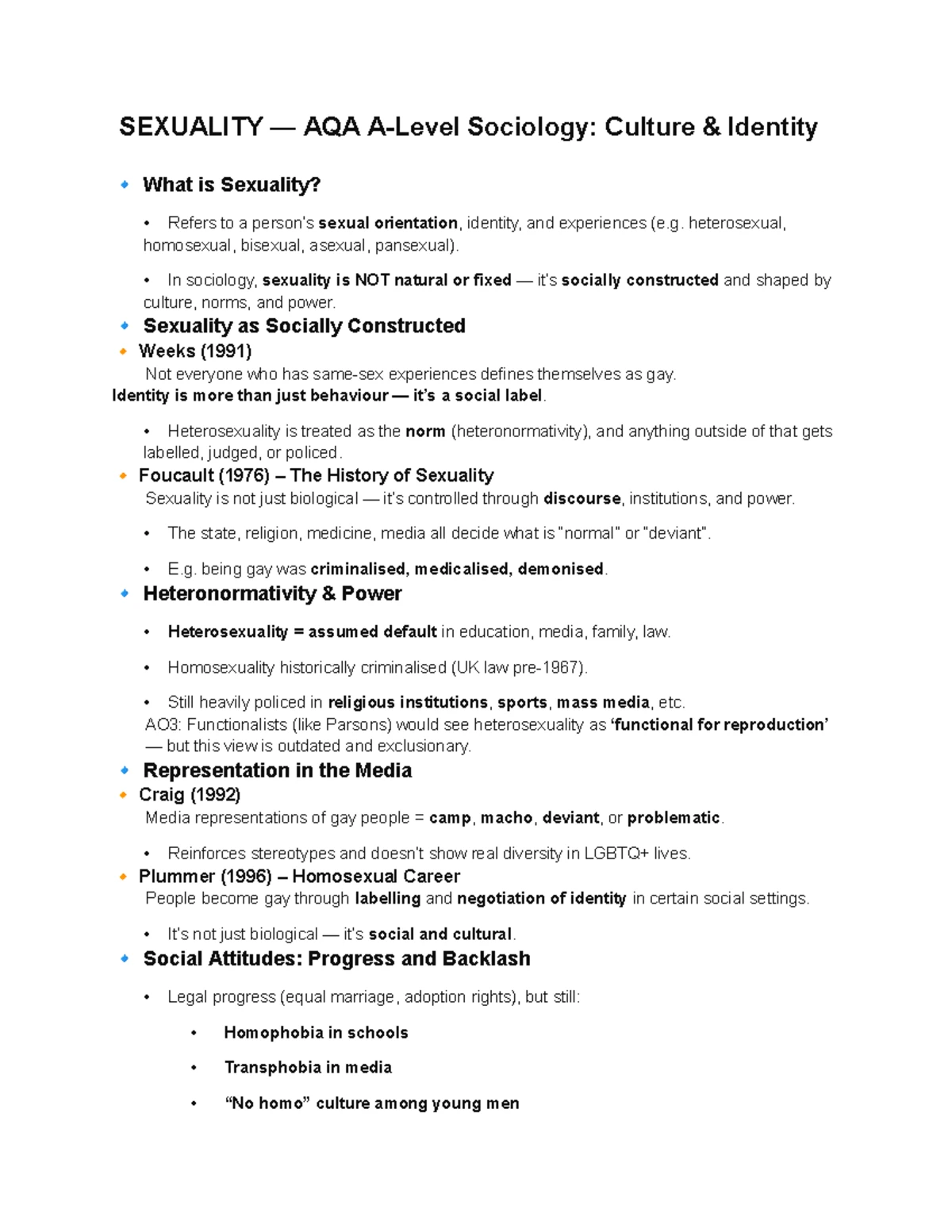 Social Class and Identity Insights — AQA A-Level Sociology Notes - Studocu