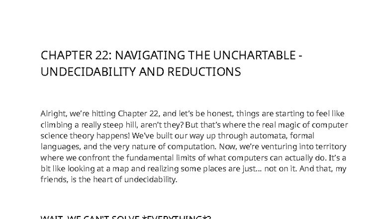 CH22: Navigating Undecidability & Reductions in Complexity Theory - Studocu