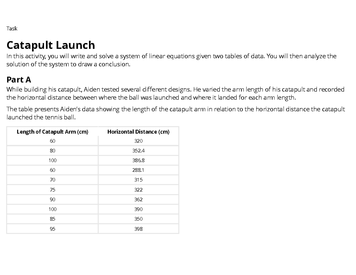 Unit Activity: Systems of Linear Equations & Inequalities (Exam) - Studocu