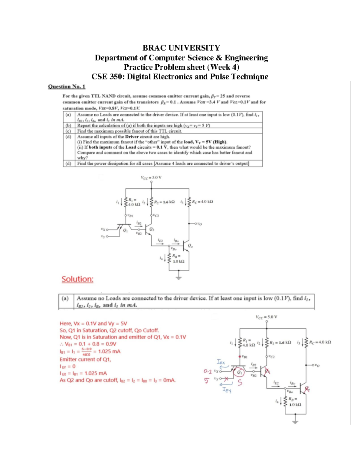 CSE 350: Digital Electronics Practice Problems - Week 8 - Studocu