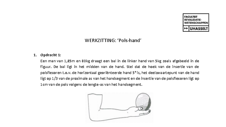 WERKZITTING KIN 1ste bach ReKi: Statica van de Pols en Krachtenanalyse ...