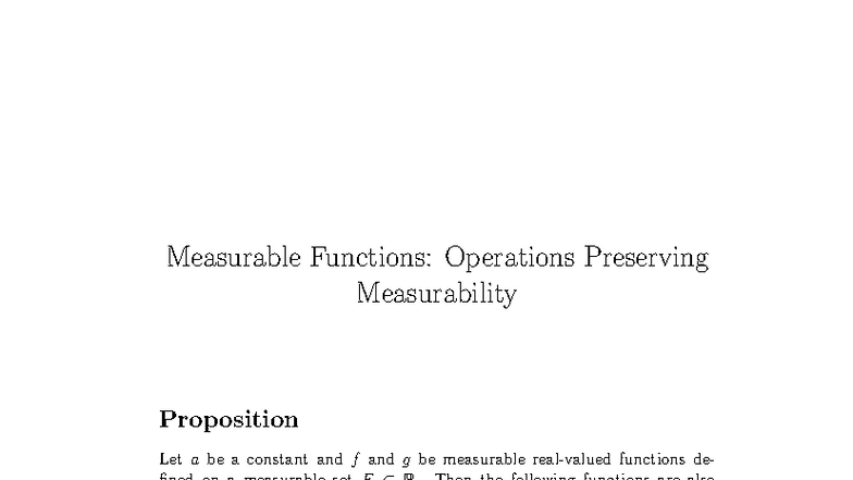 Lebesgue Function Proofs: Measurable Operations and Properties - Studocu
