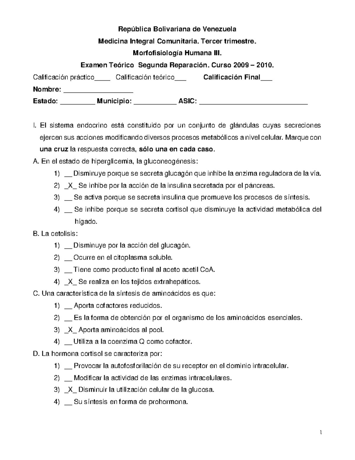 Modelo examenes morfo iii - República Bolivariana de Venezuela Medicina Integral Comunitaria ...