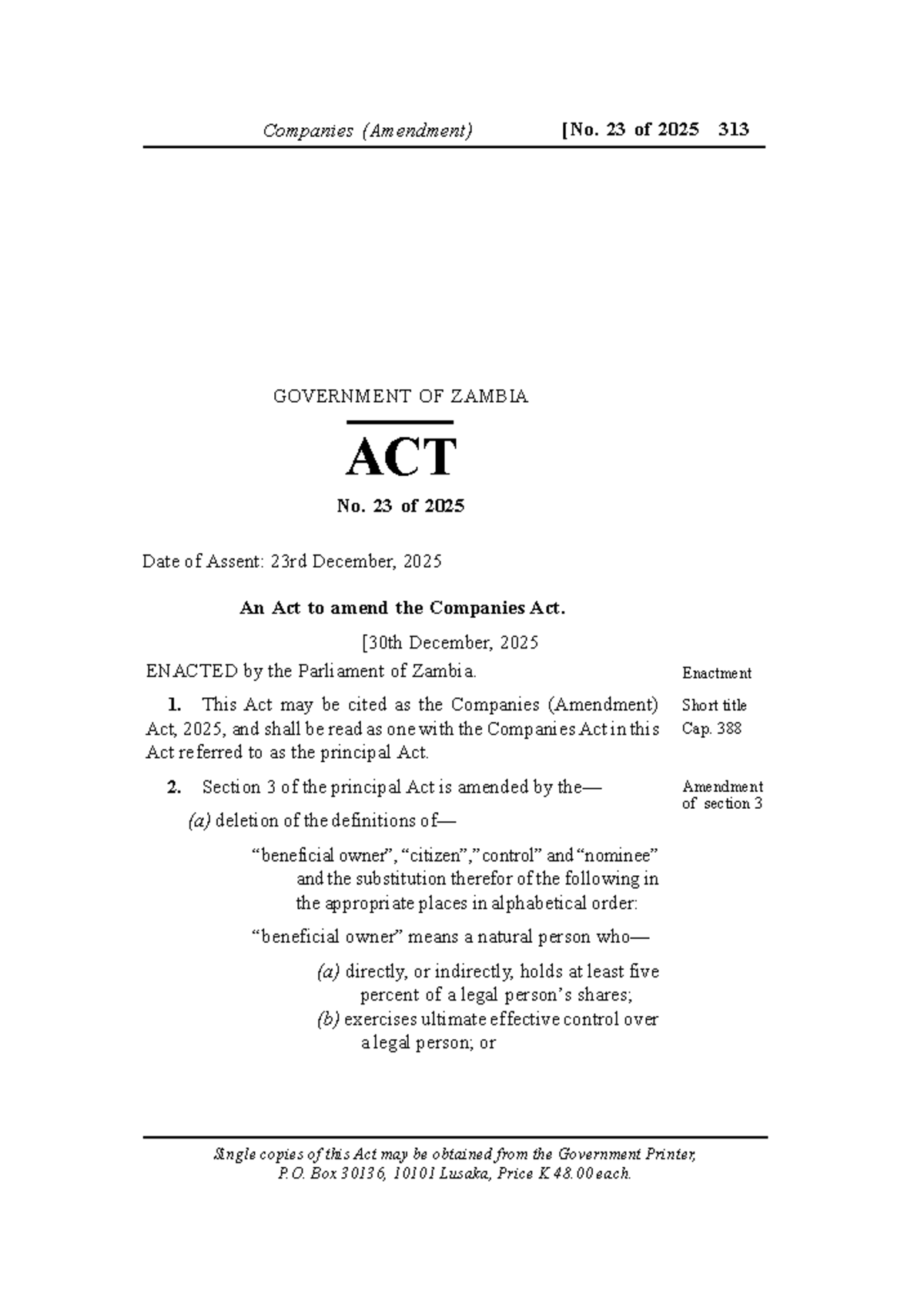 Companies (Amendment) Act No. 23 of 2025 - Key Changes and Provisions ...
