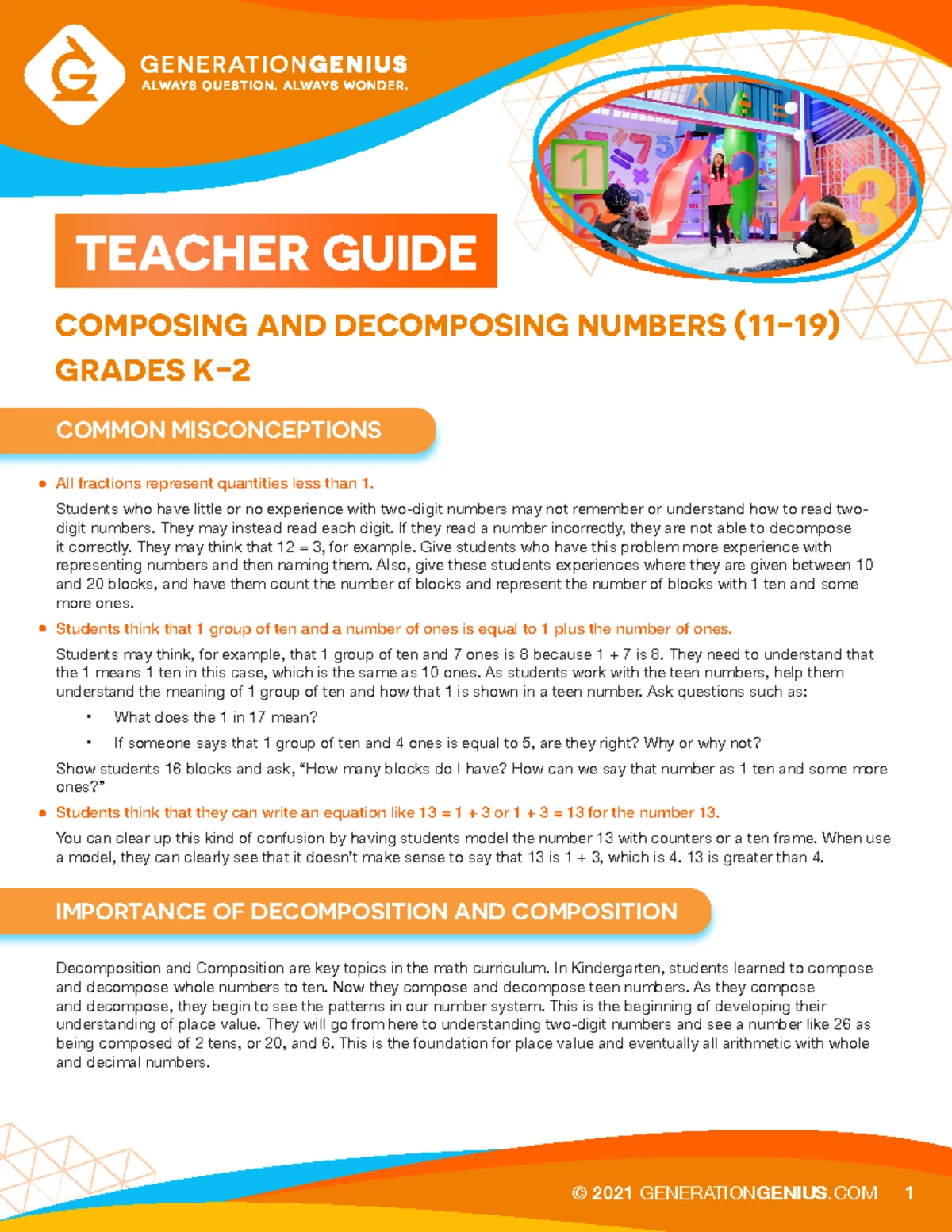 Composing & Decomposing Numbers (11-19) Lesson Plan K-2 - Studocu