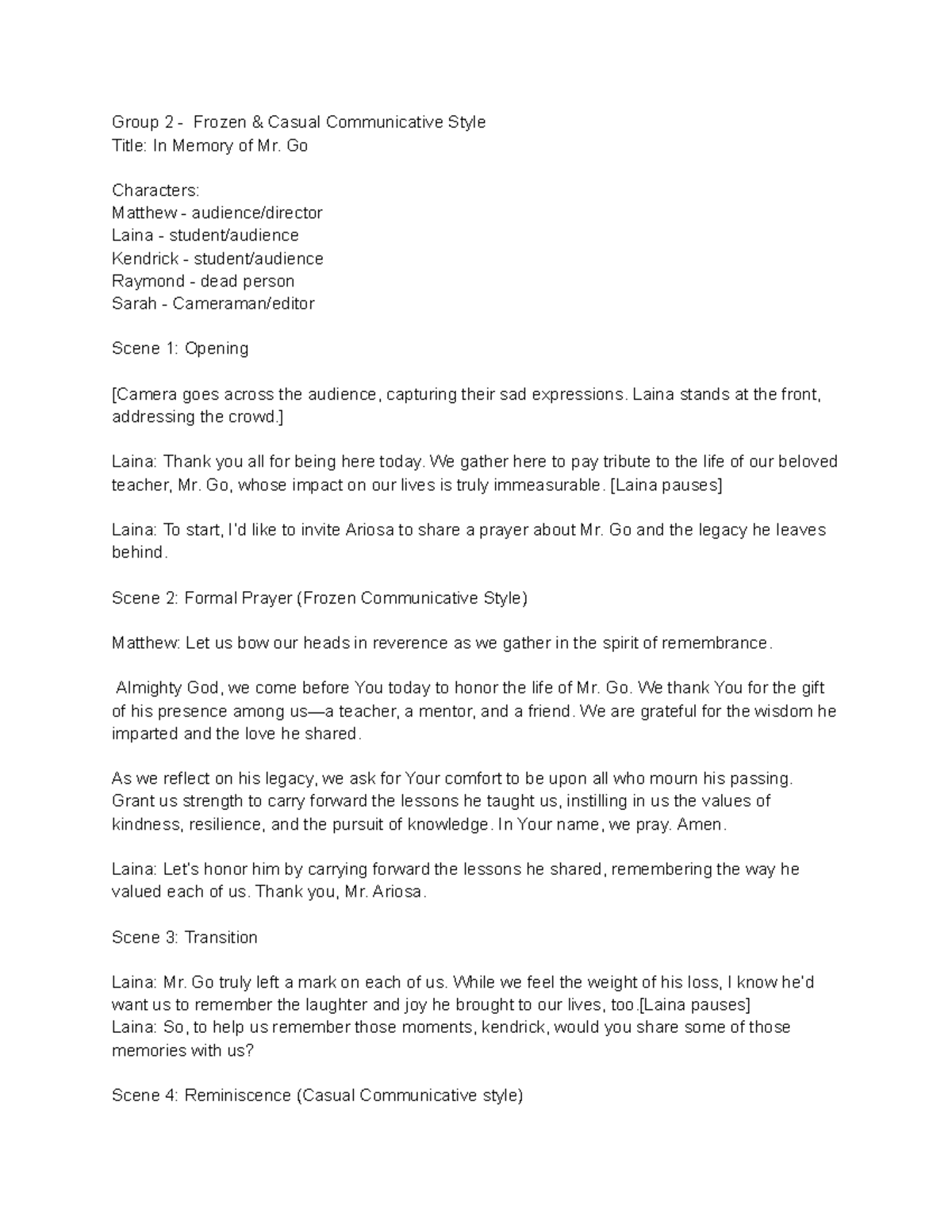 Frozen & Casual Communicative Style - Group 2 - Frozen & Casual ...