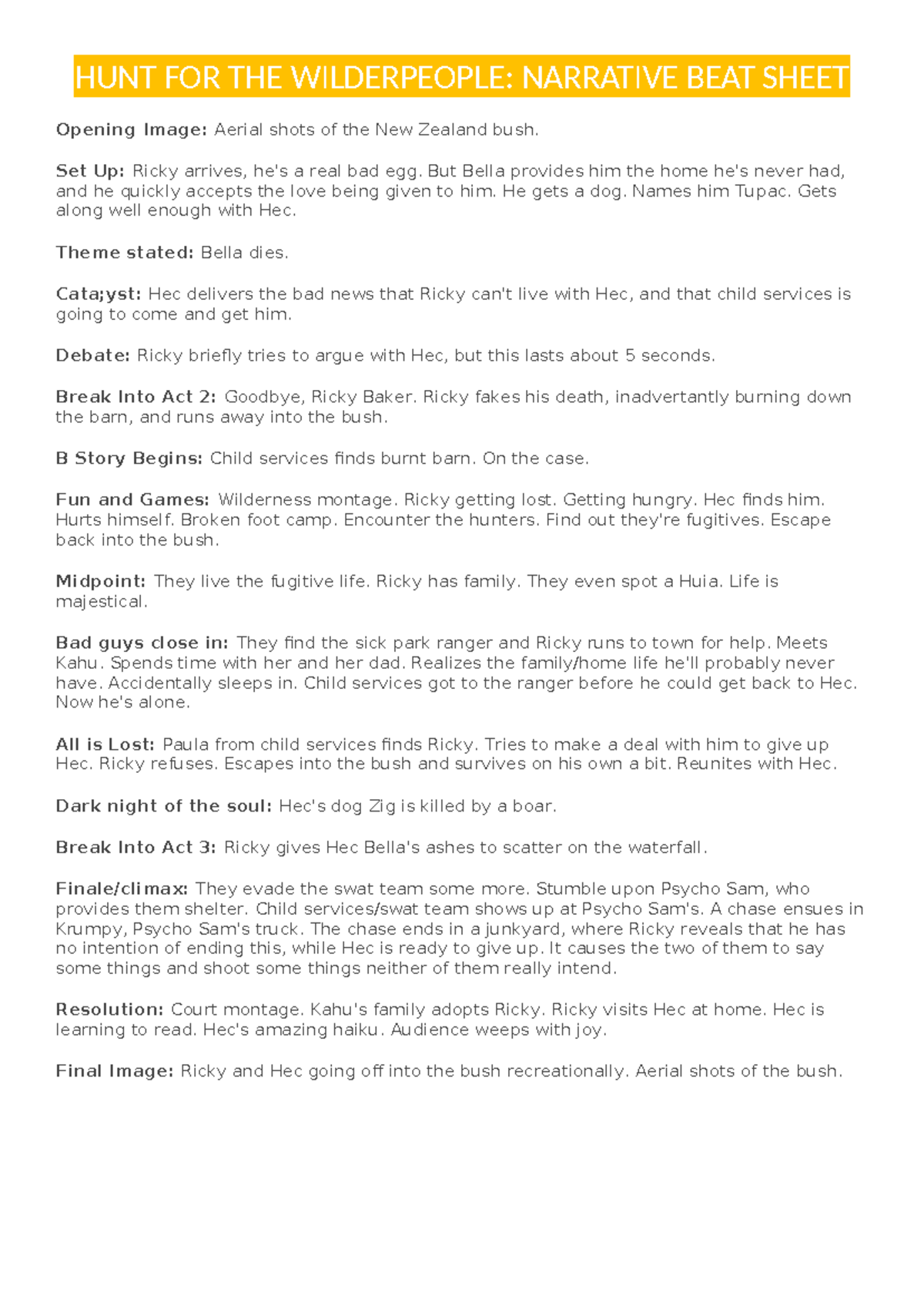 HFTW: Narrative Beat Sheet Analysis for Teacher Review - Studocu