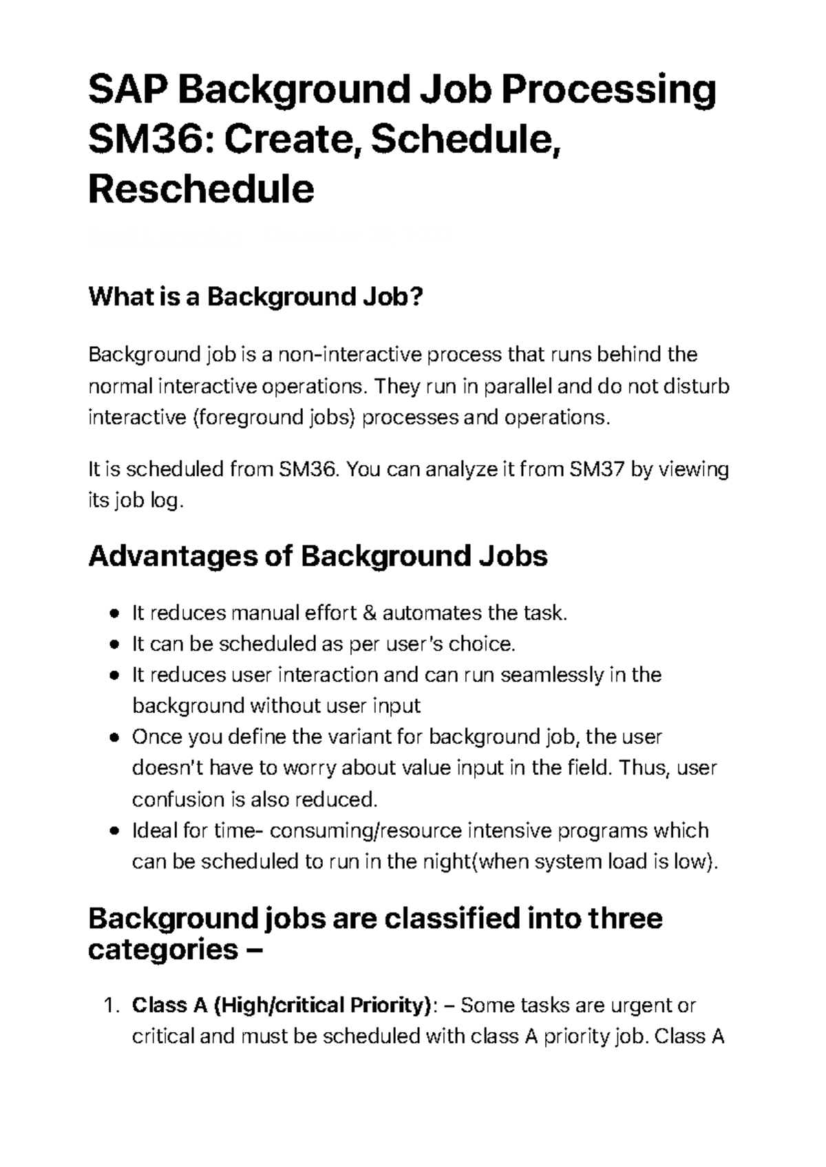 SAP Background Job Processing Guide - Understanding SM36 & SM37 - Studocu