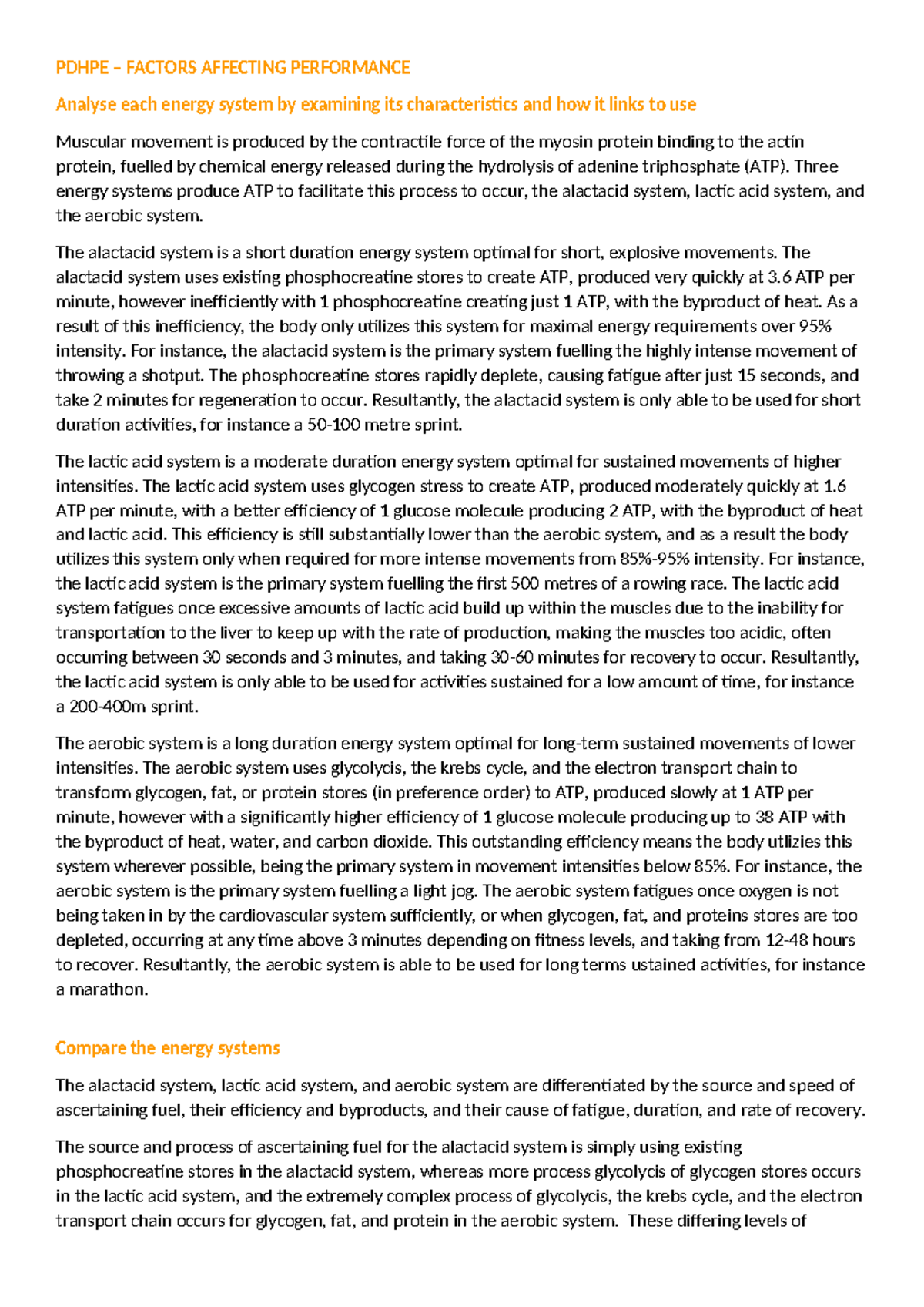 Core 2 - PDHPE Factors Affecting Performance: Energy Systems Analysis ...