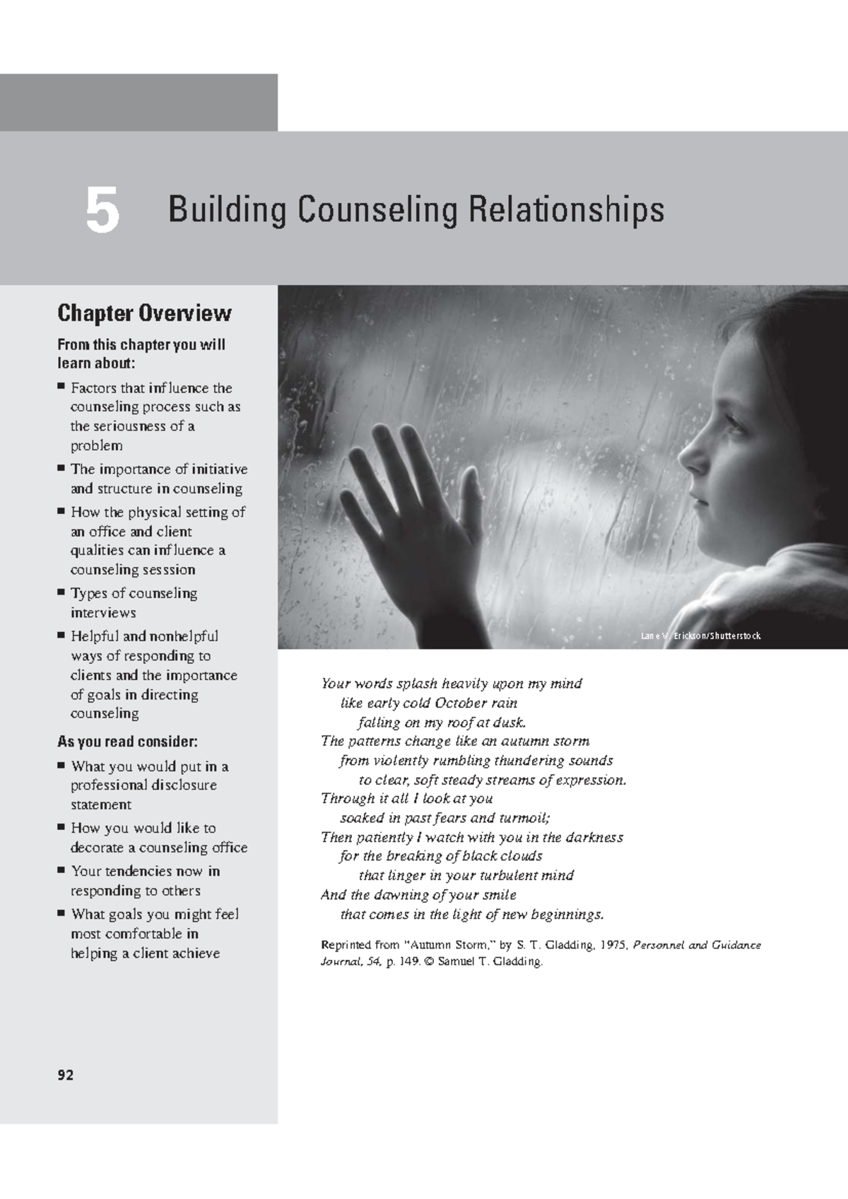 Chapter 5: Building Counseling Relationships Overview (Course Code ...
