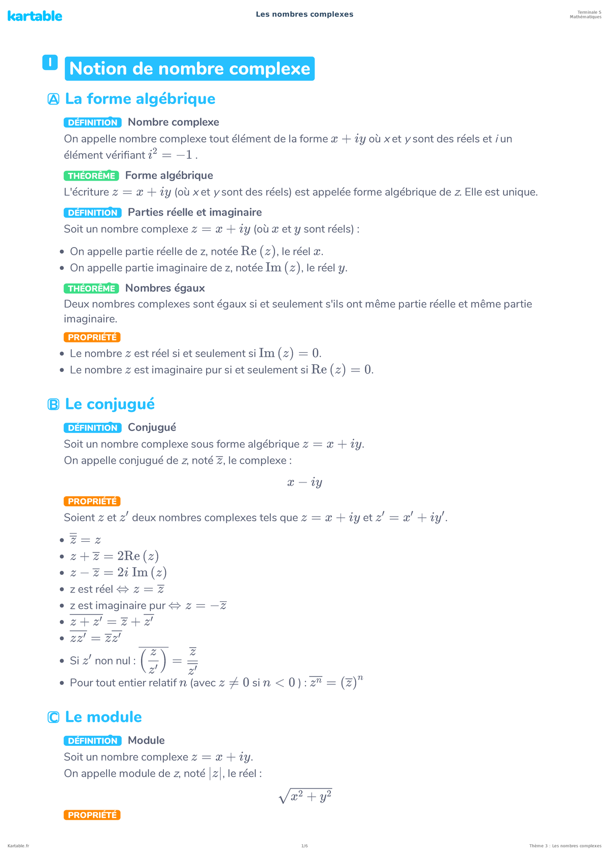 Les nombres complexes 3 - Les nombres complexes Mathématiques I Notion ...