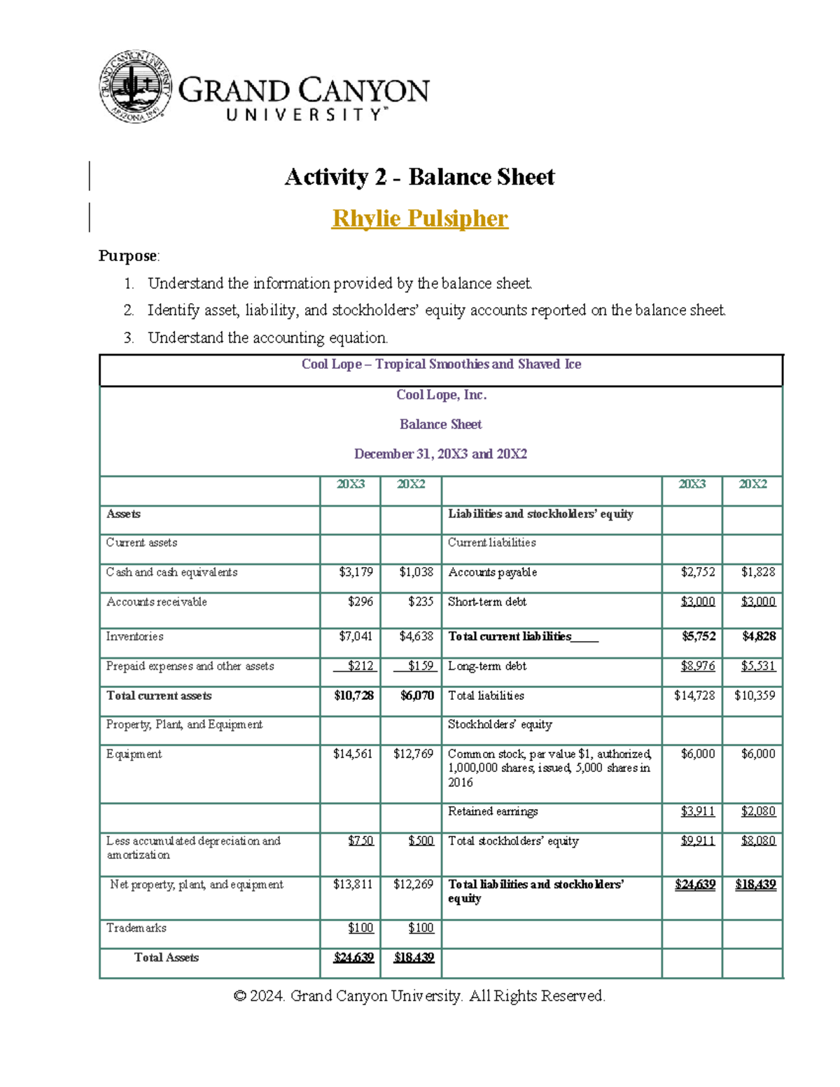 ACC-486-RS-Balance Sheet Activity 2-Student - Activity 2 - Balance ...