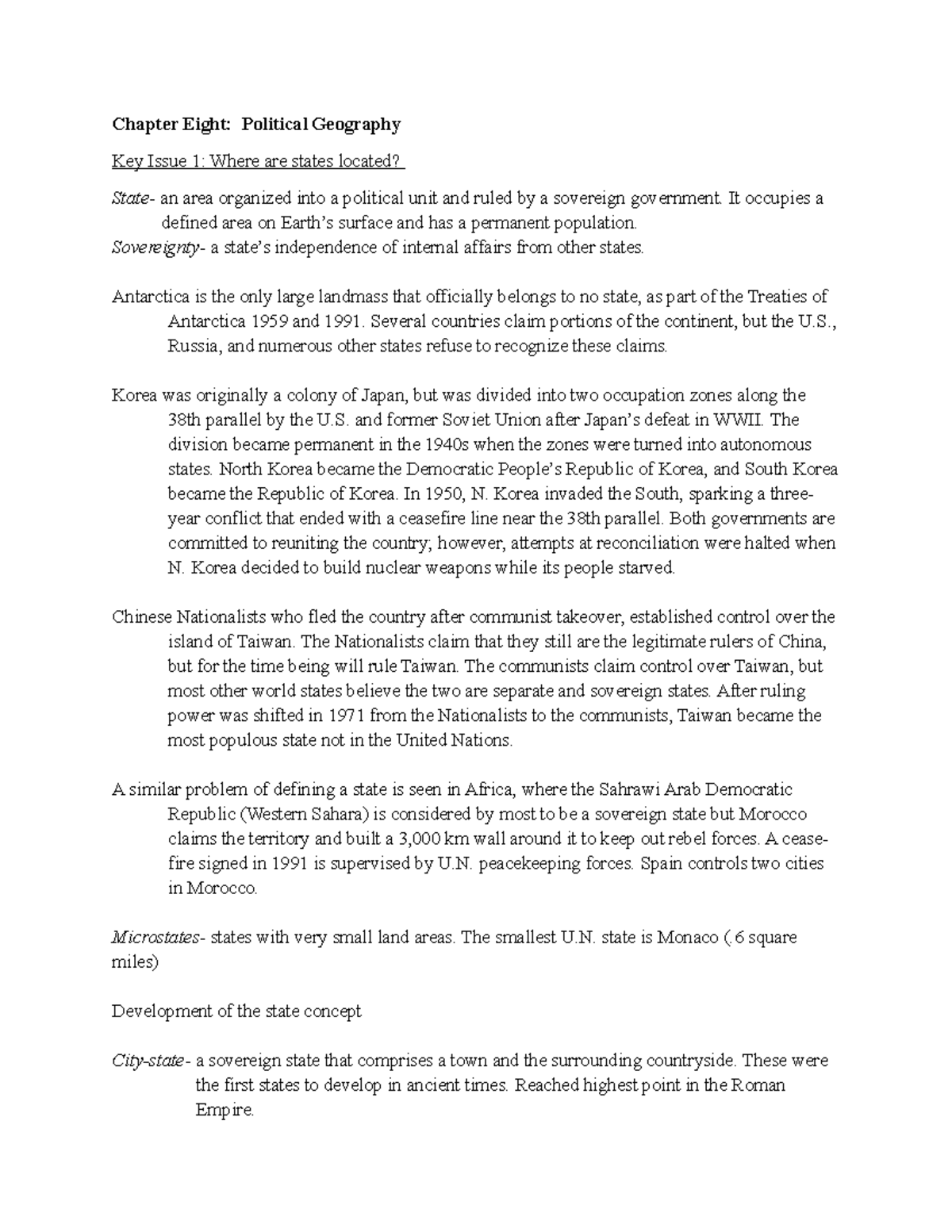 AP Human Geography Chapter 8 Political Geography - Chapter Eight ...
