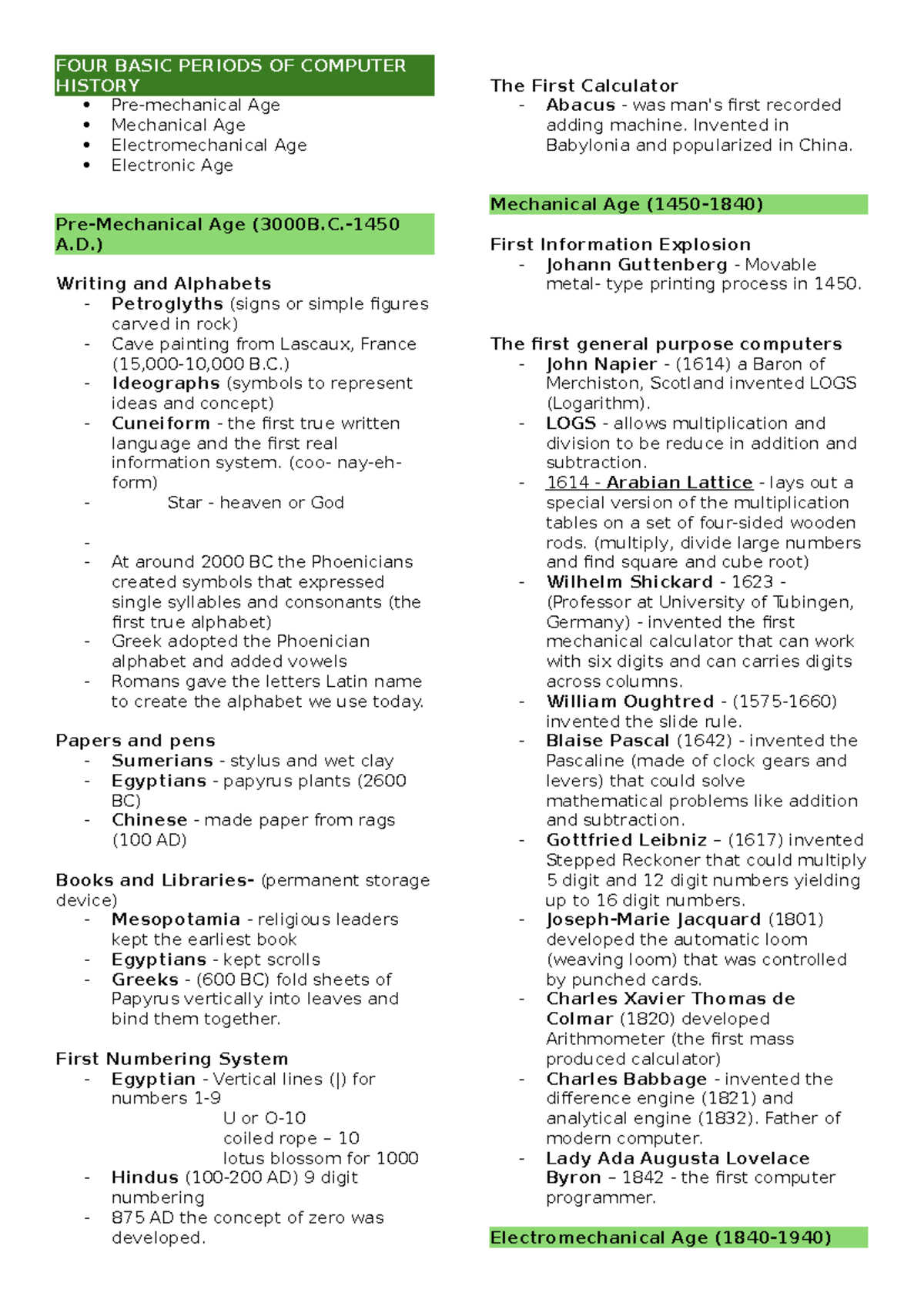 The Evolution of Computers: From Mechanical to Electronic Ages (CS 101 ...